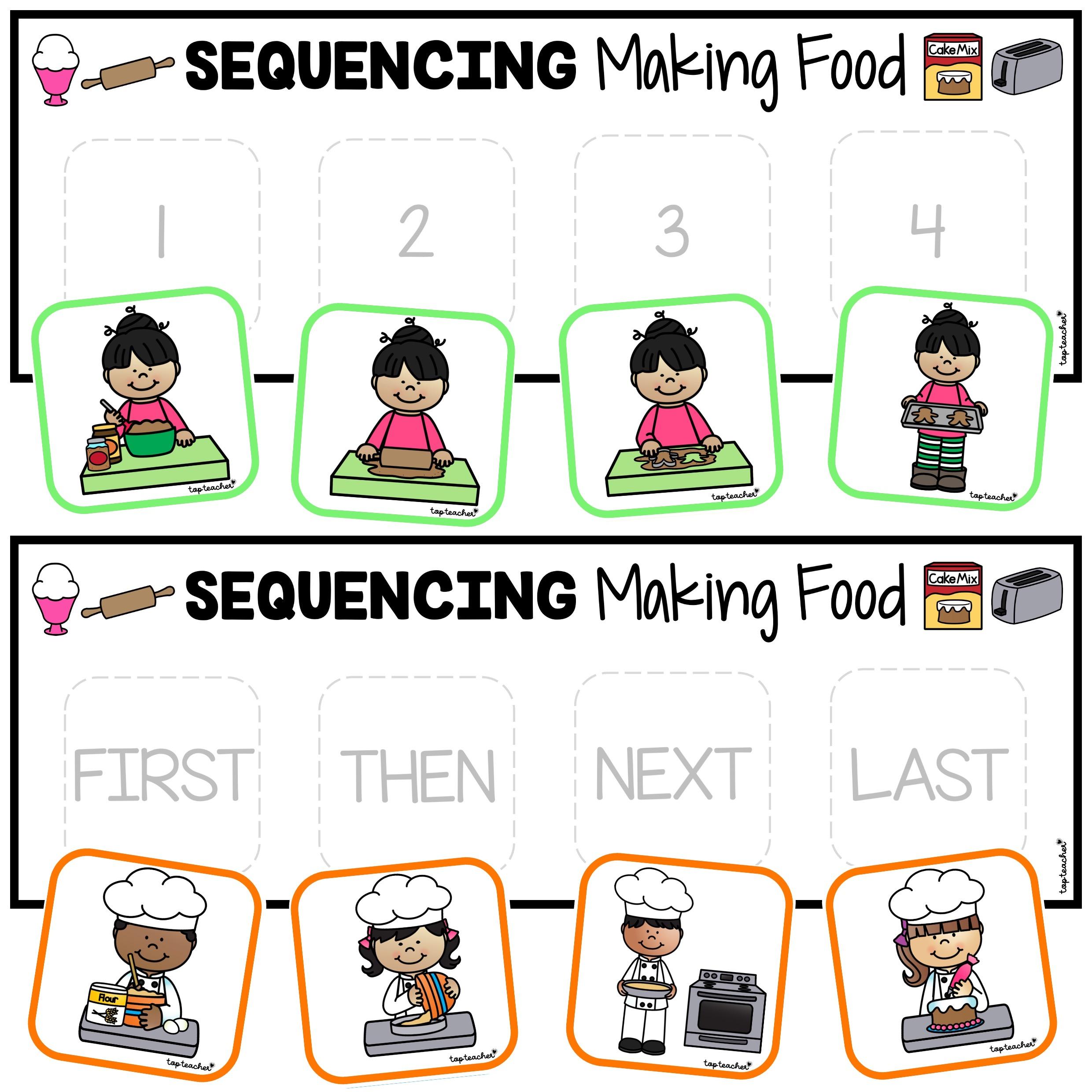 Sequencing Mats: Making Food - Top Teacher