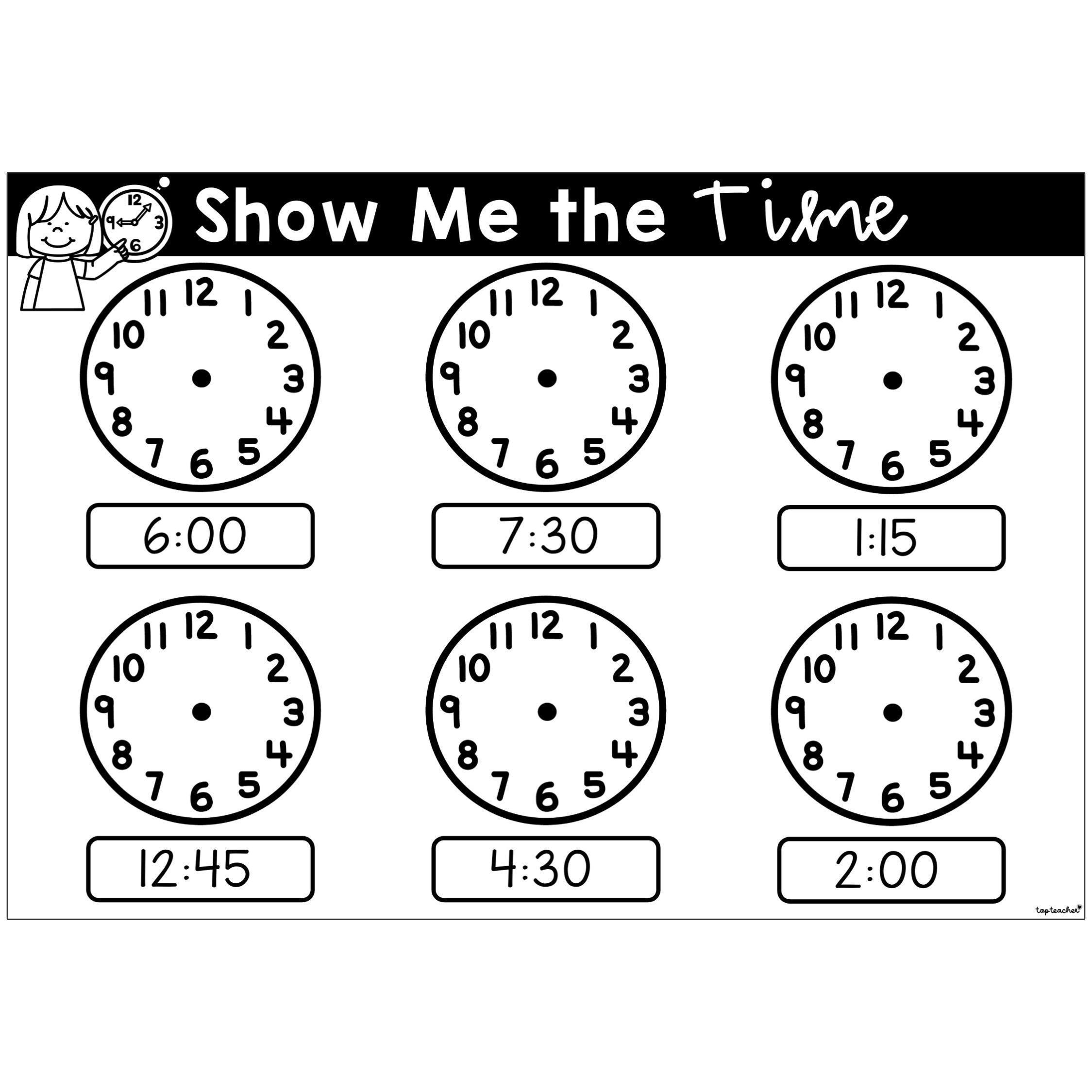 Half Past Time Worksheets