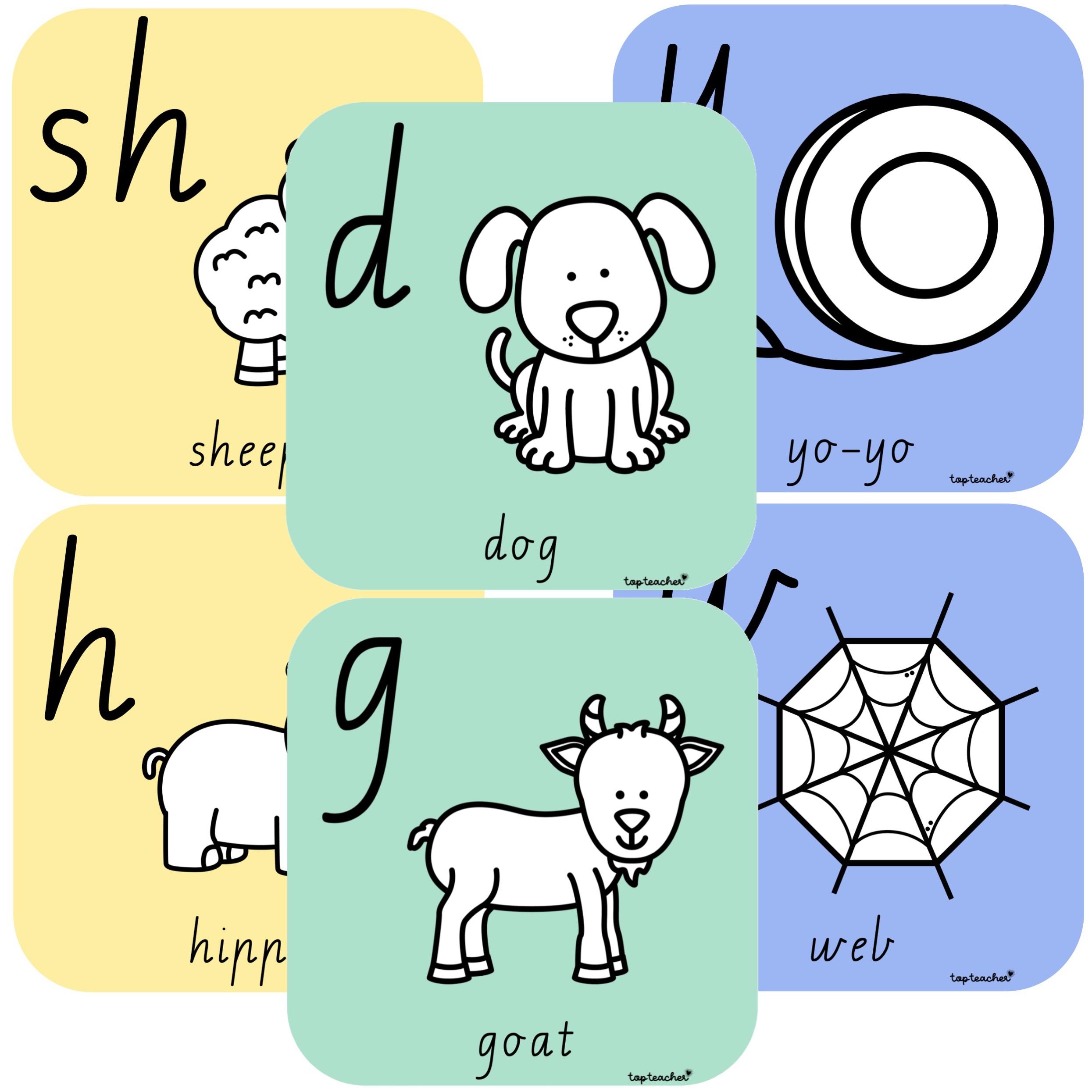 Sound Wall Phoneme Flash Cards Rainbow - Top Teacher
