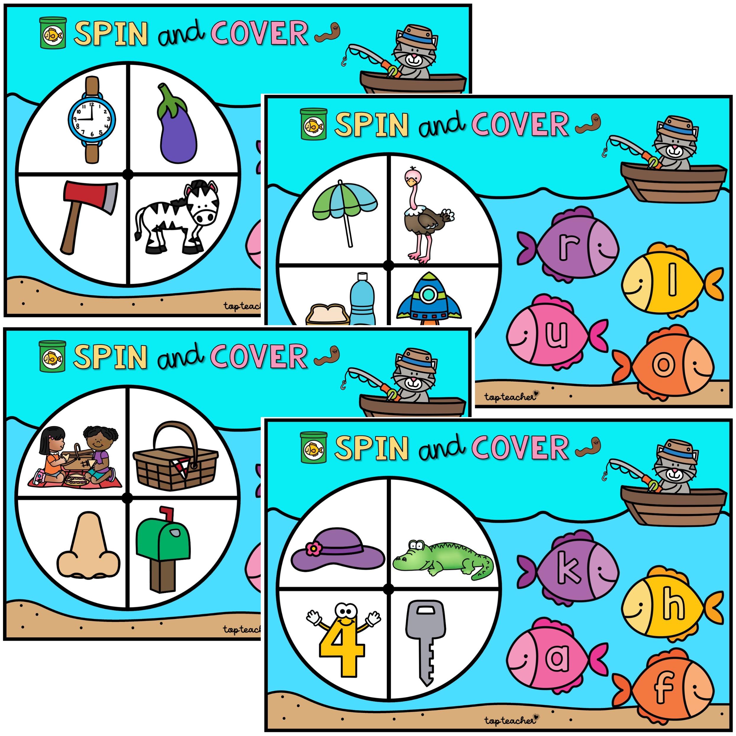 Initial Sound Task Cards: Spin & Cover - Top Teacher