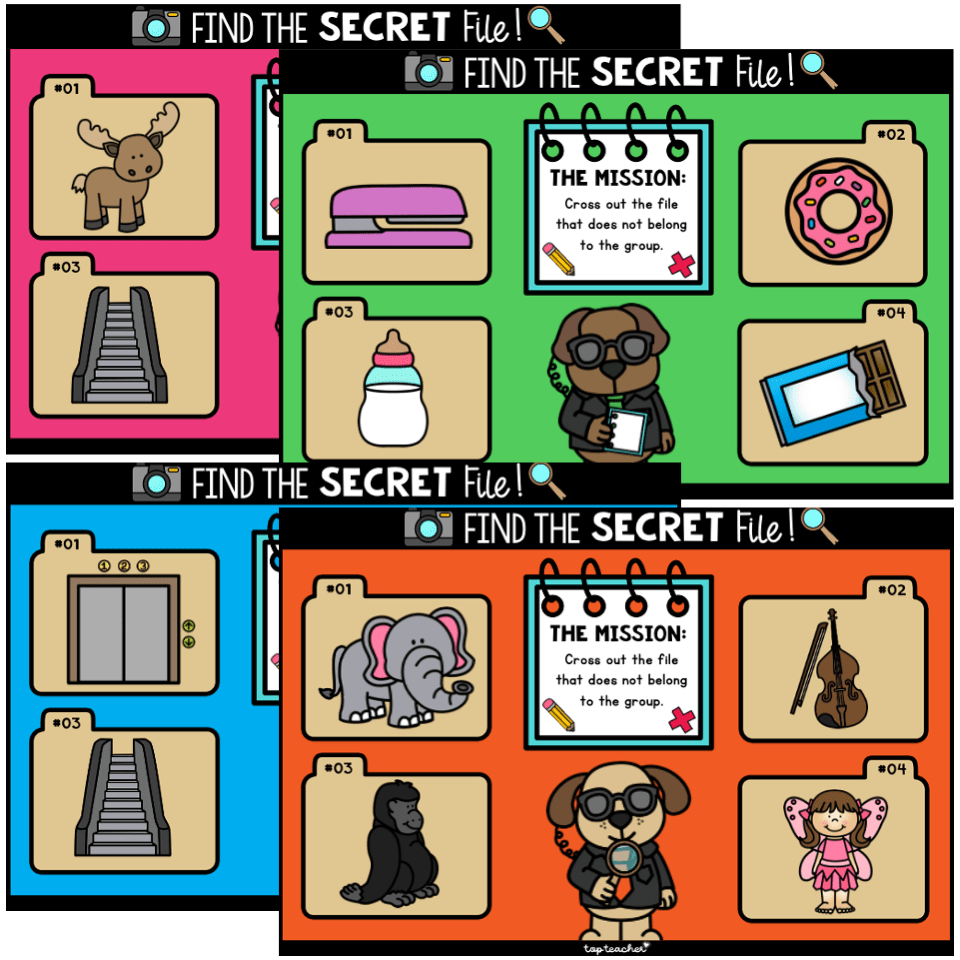 Syllables & Rhyme Task Cards: Secret File - Top Teacher