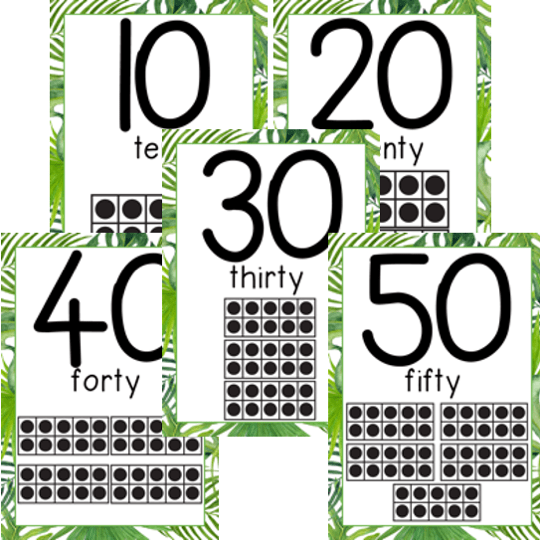 Tens Frame Posters to 100 Tropical - Top Teacher