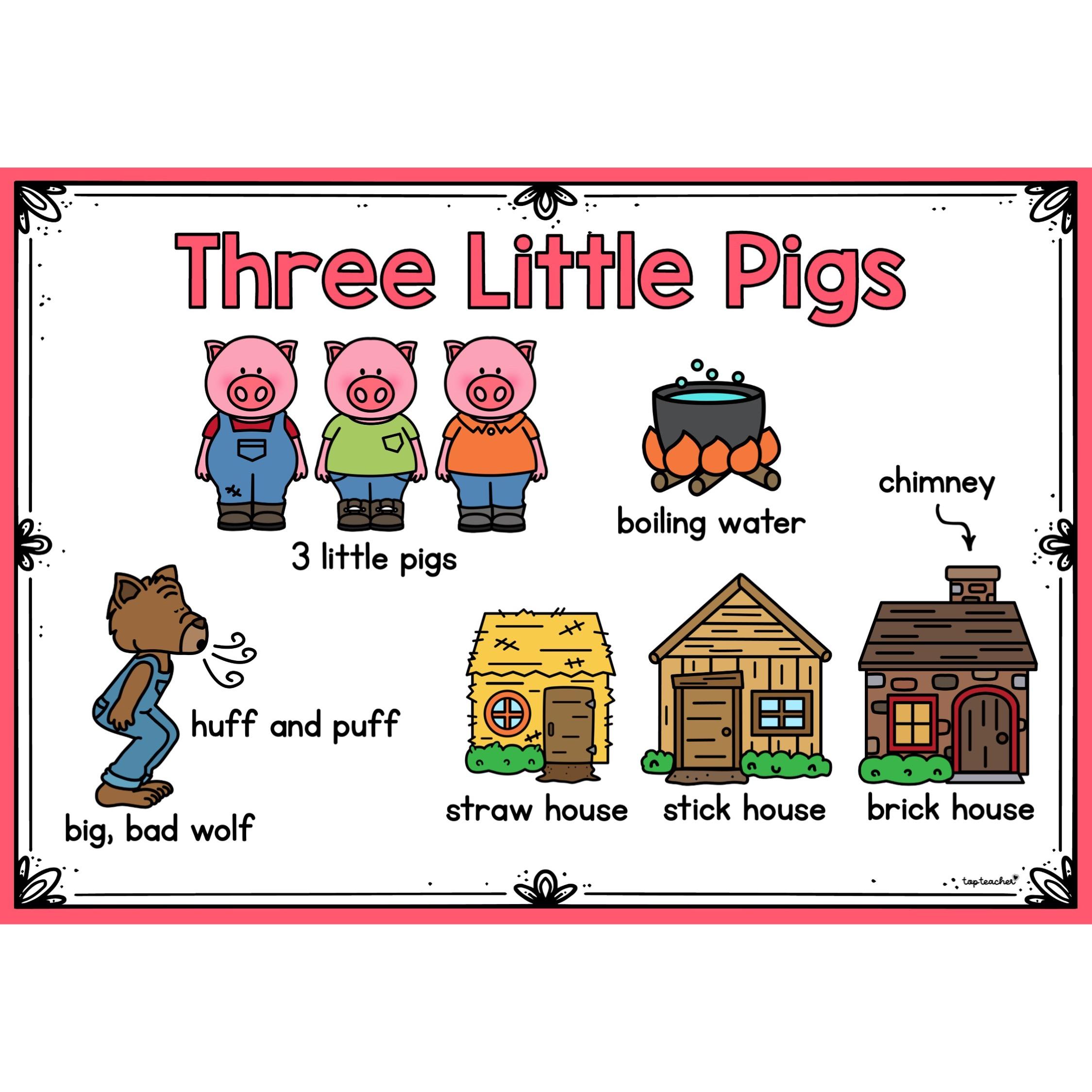Three Little Pigs Vocabulary Mat - Top Teacher