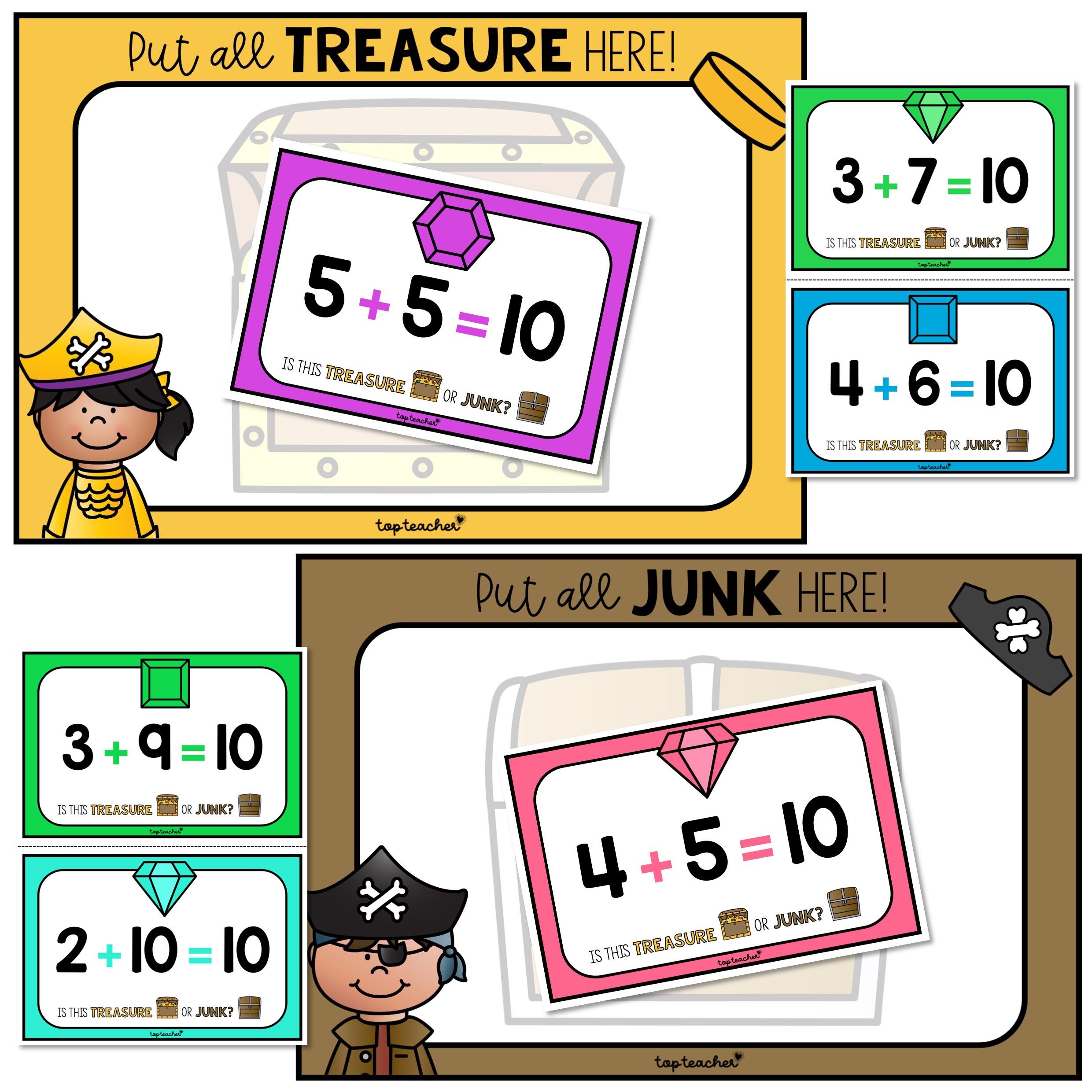 Friends of Ten Task Cards: Treasure Sorting - Top Teacher