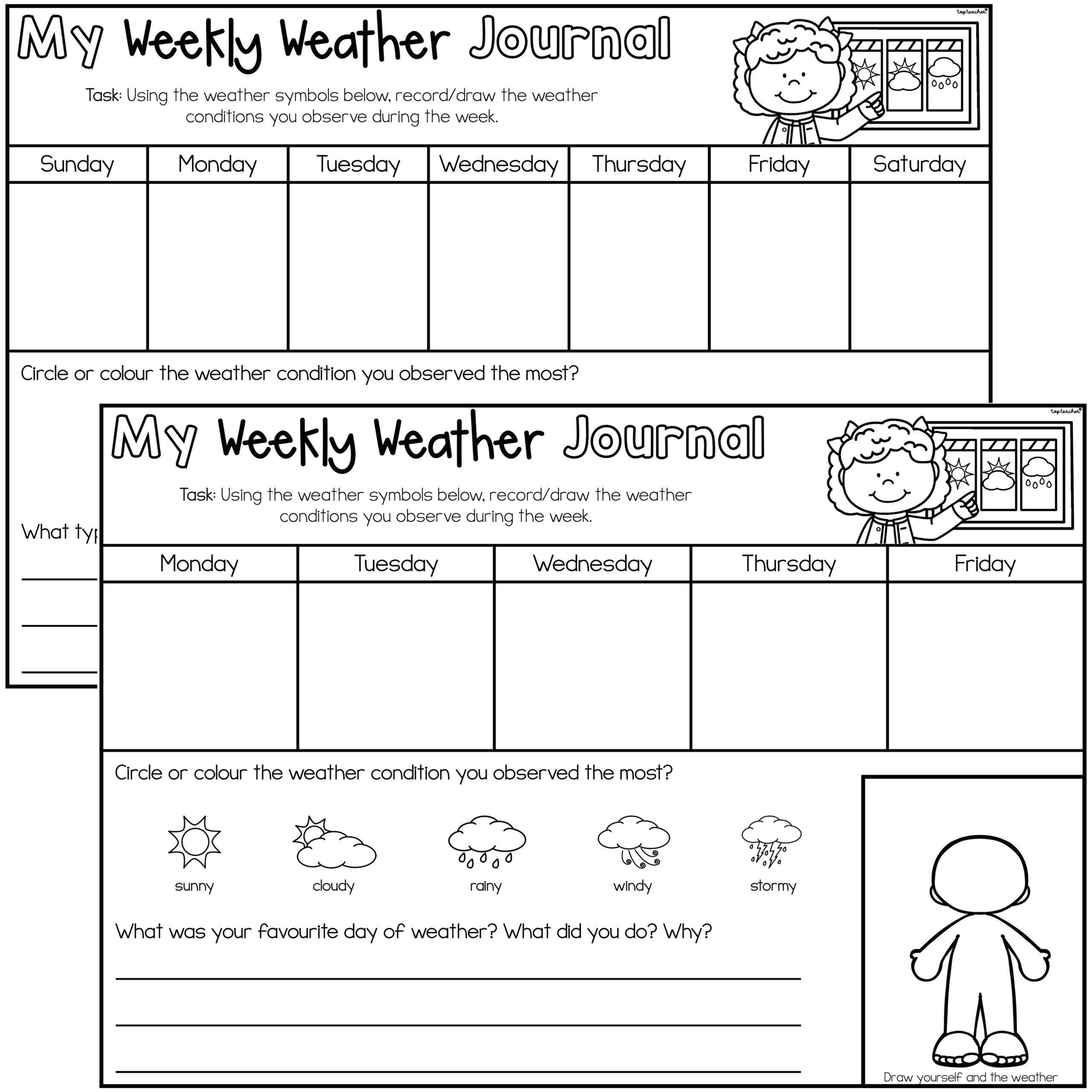 Weekly Weather Journal Recording Templates - Top Teacher