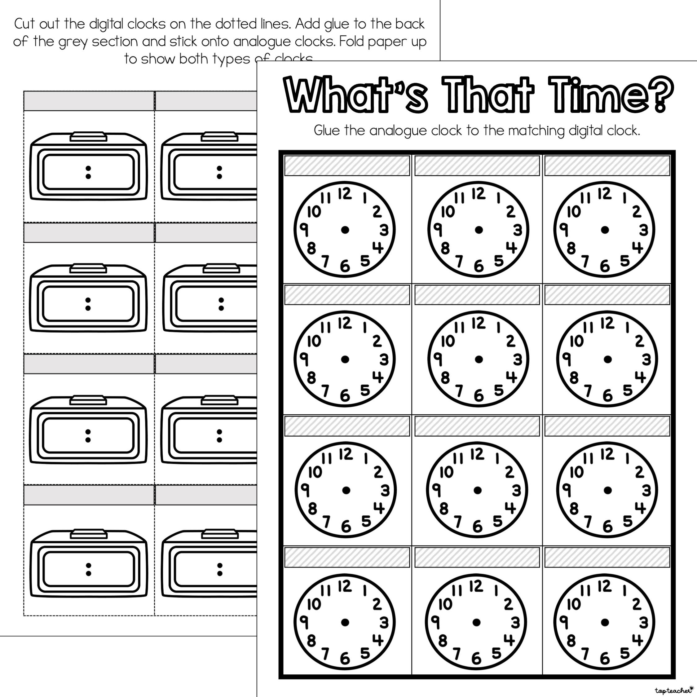 What's That Time Match Template - Top Teacher