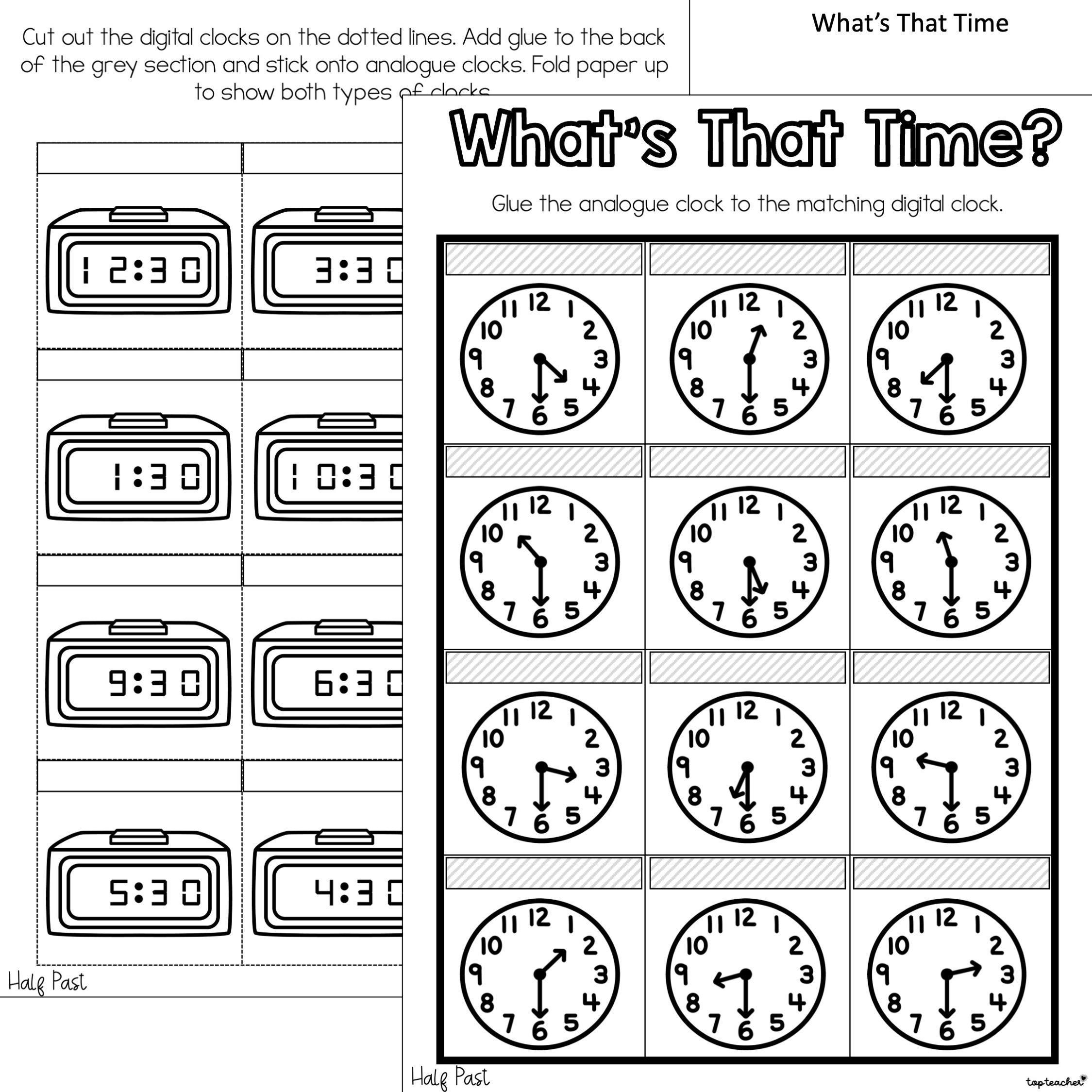 Clock Worksheets Half Past