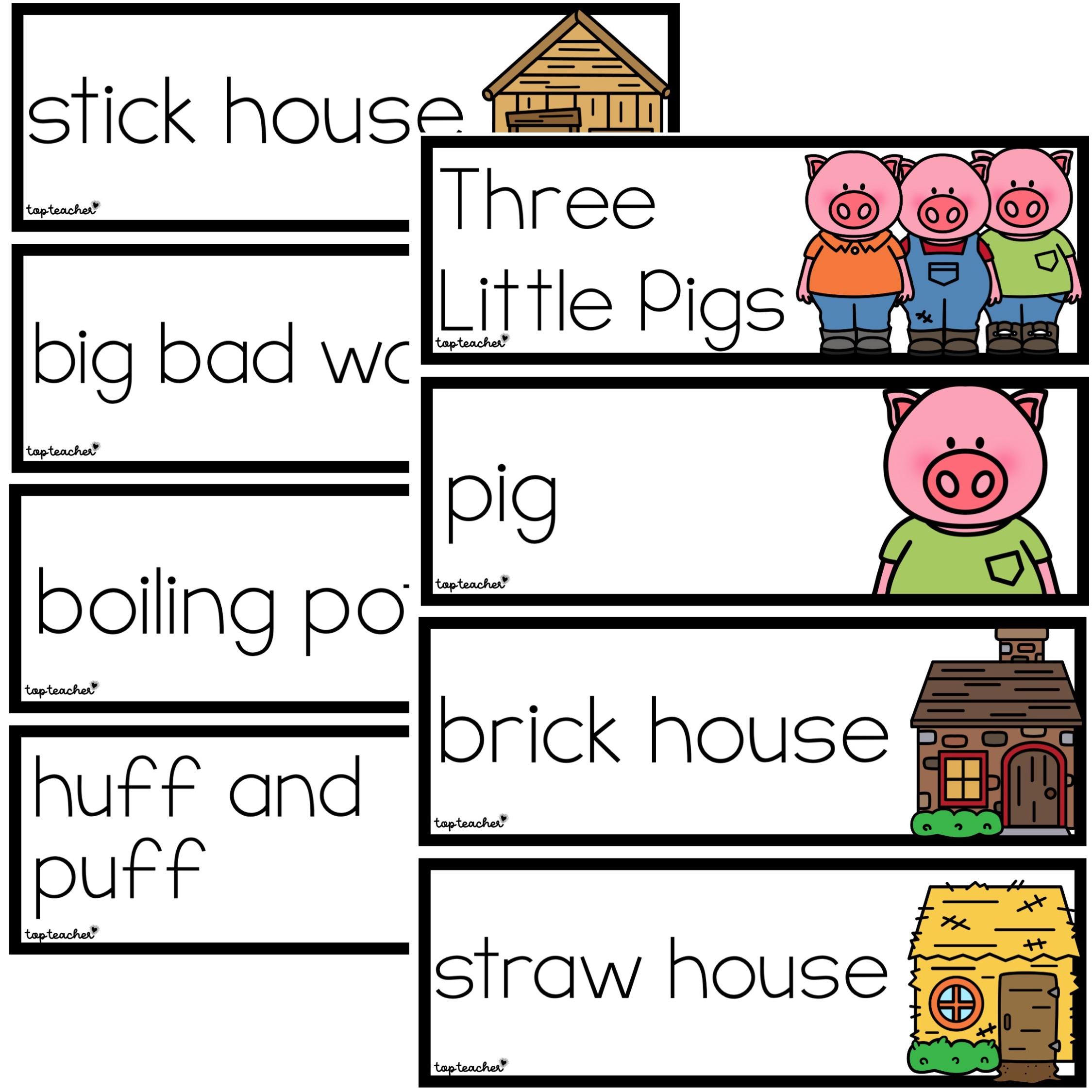 Three Little Pigs Word Wall - Top Teacher