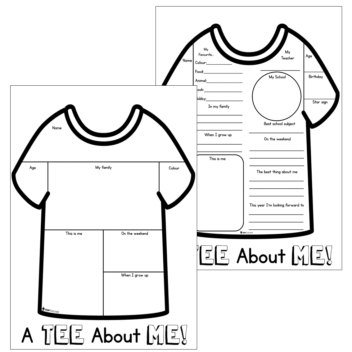 A Tee About Me Craft: Back to School - Top Teacher