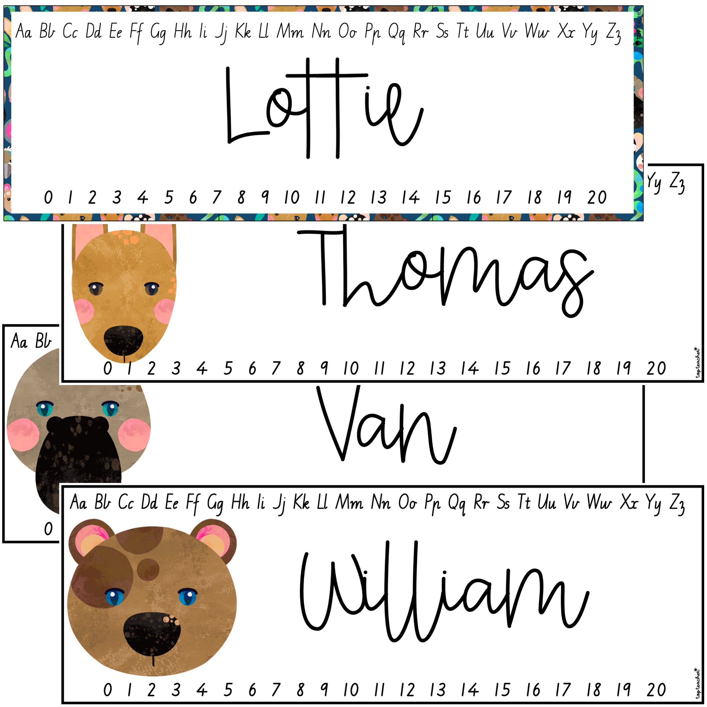 Alphabet Desk Mats Numbers 0-20 Animalia - Top Teacher