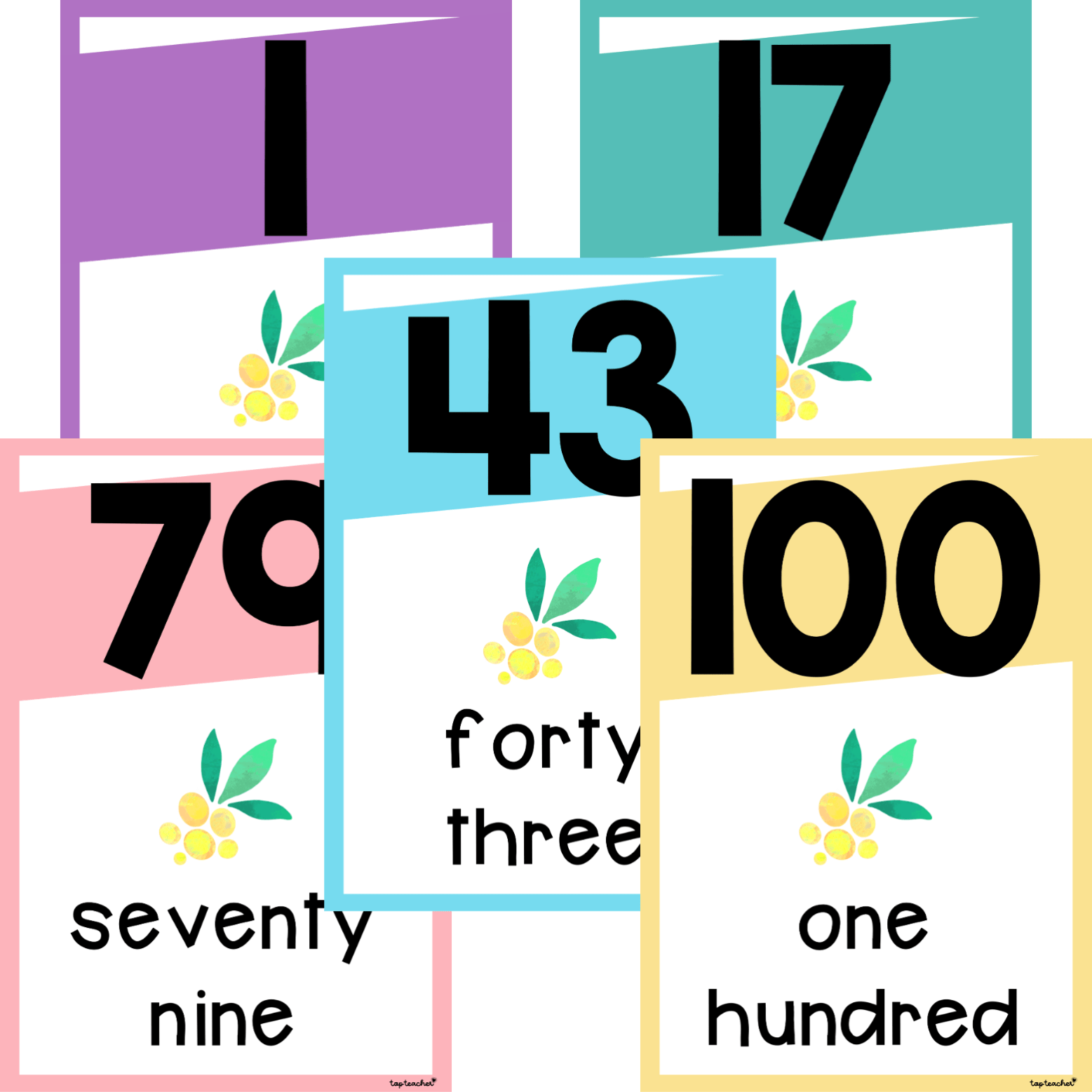 Number Posters 0-100 Animalia - Top Teacher