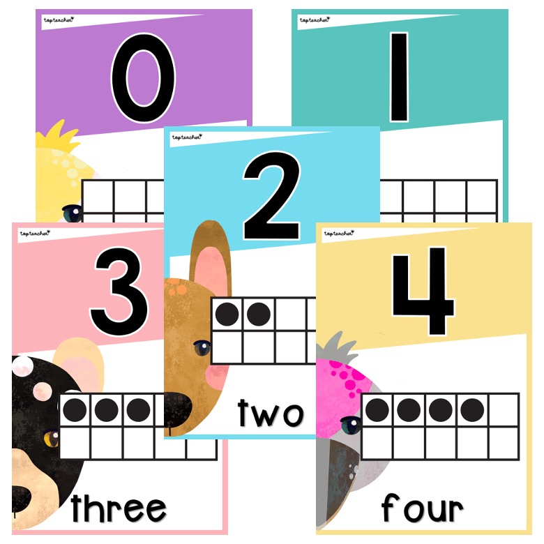 Tens Frame Posters to 20 Animalia - Top Teacher