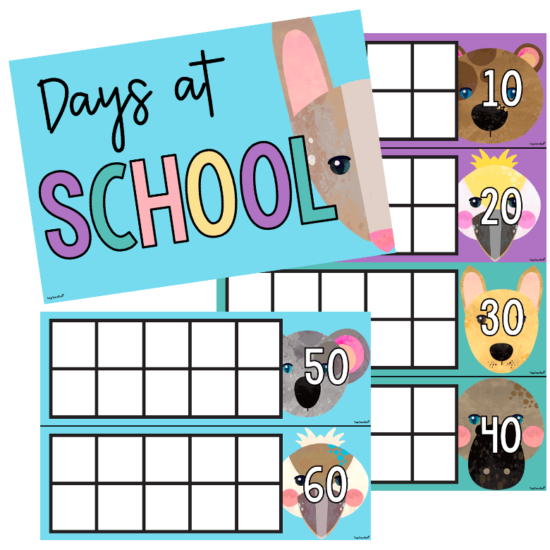 Days at School Tens Frame Animalia - Top Teacher