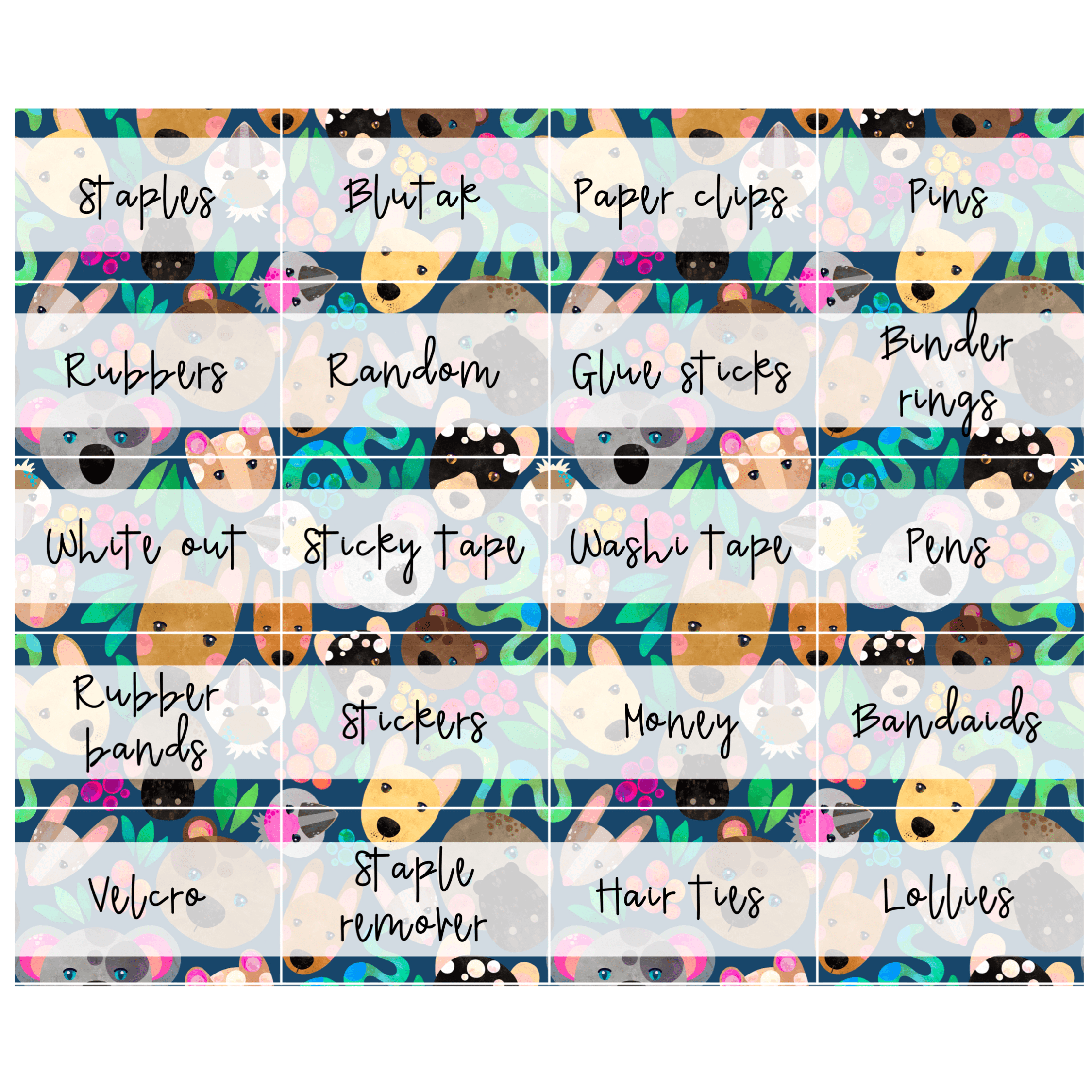Toolbox Labels Animalia Print - Top Teacher