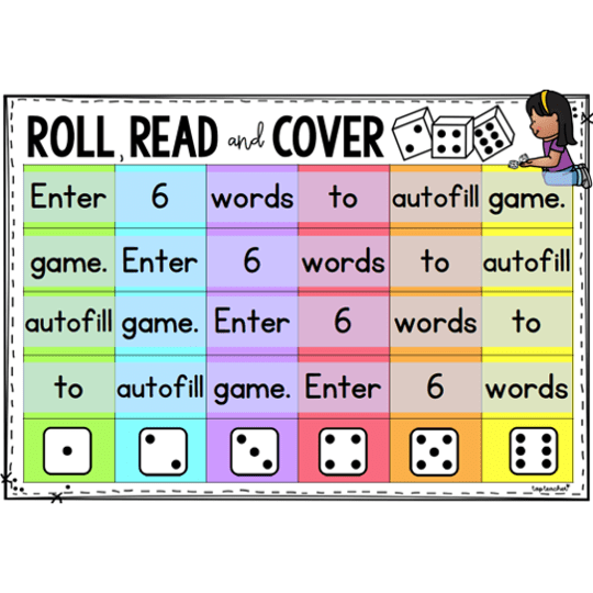 Autofill Roll, Read & Cover Game - Top Teacher