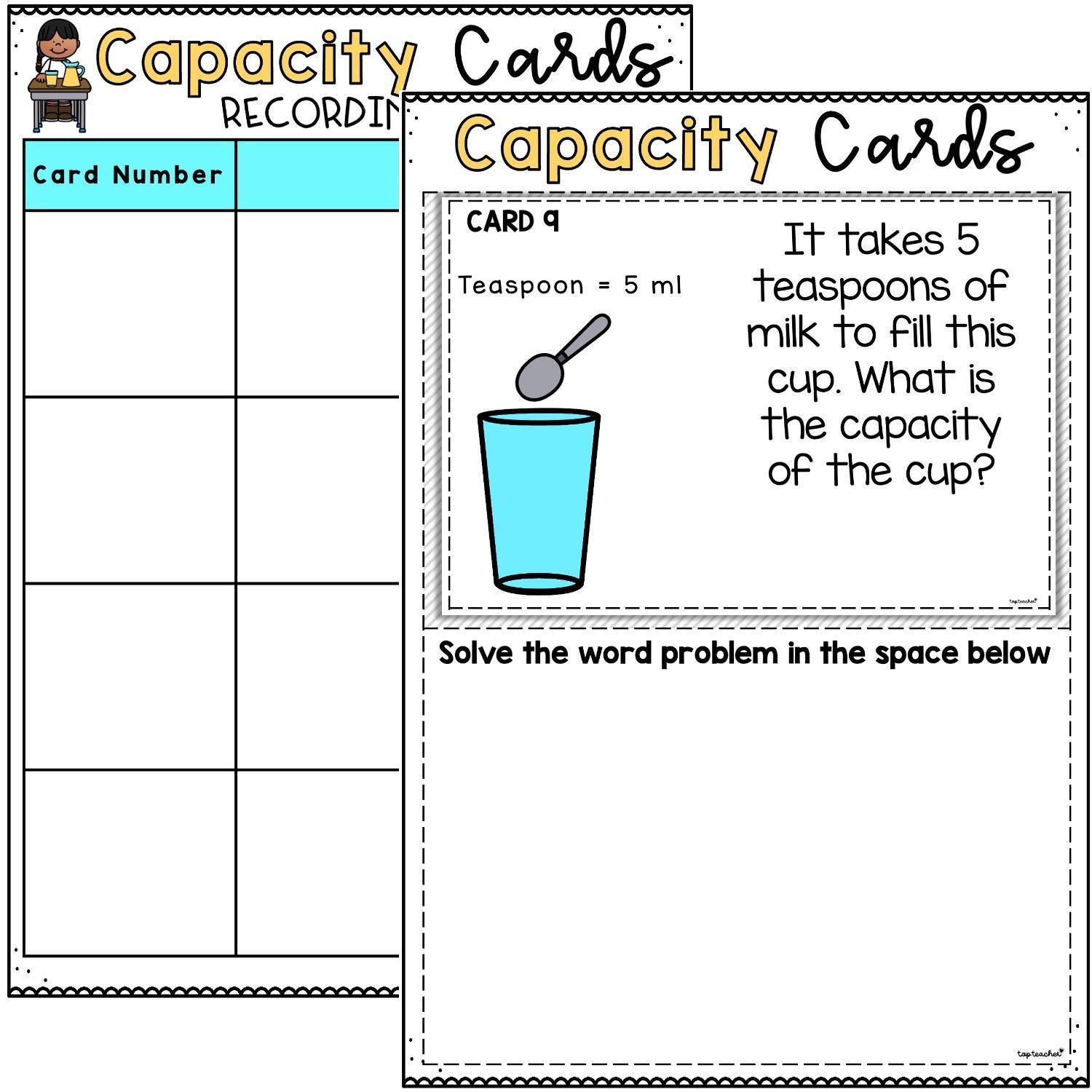 Capacity Task Cards - Top Teacher