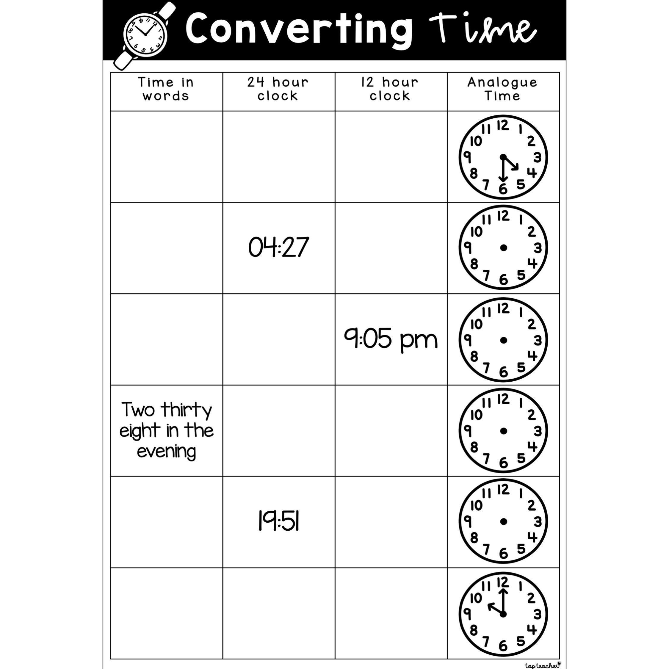 Converting Units Of Time This Freebie Is A Worksheet That Looks At