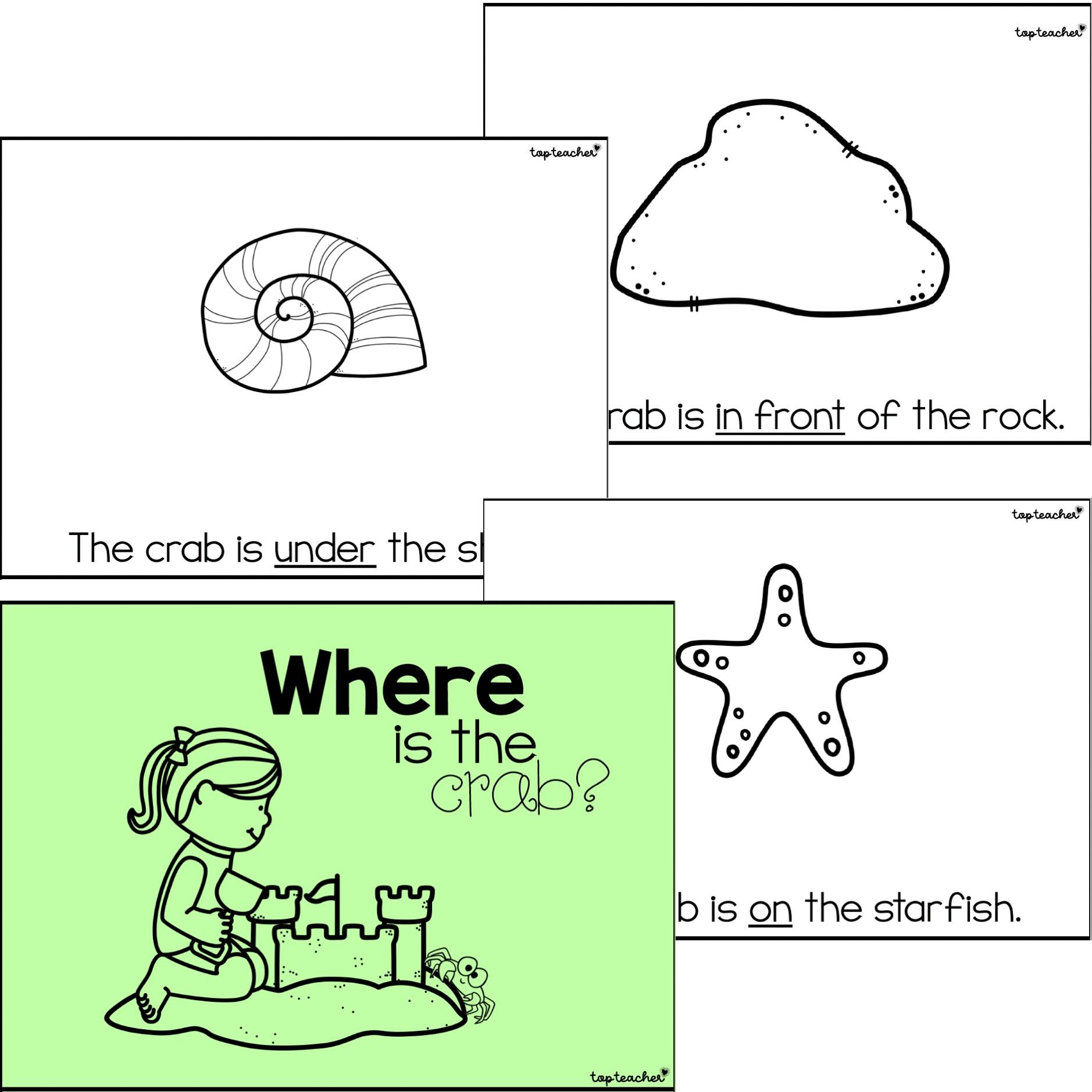 Where is the Crab? Positional Language Booklet - Top Teacher