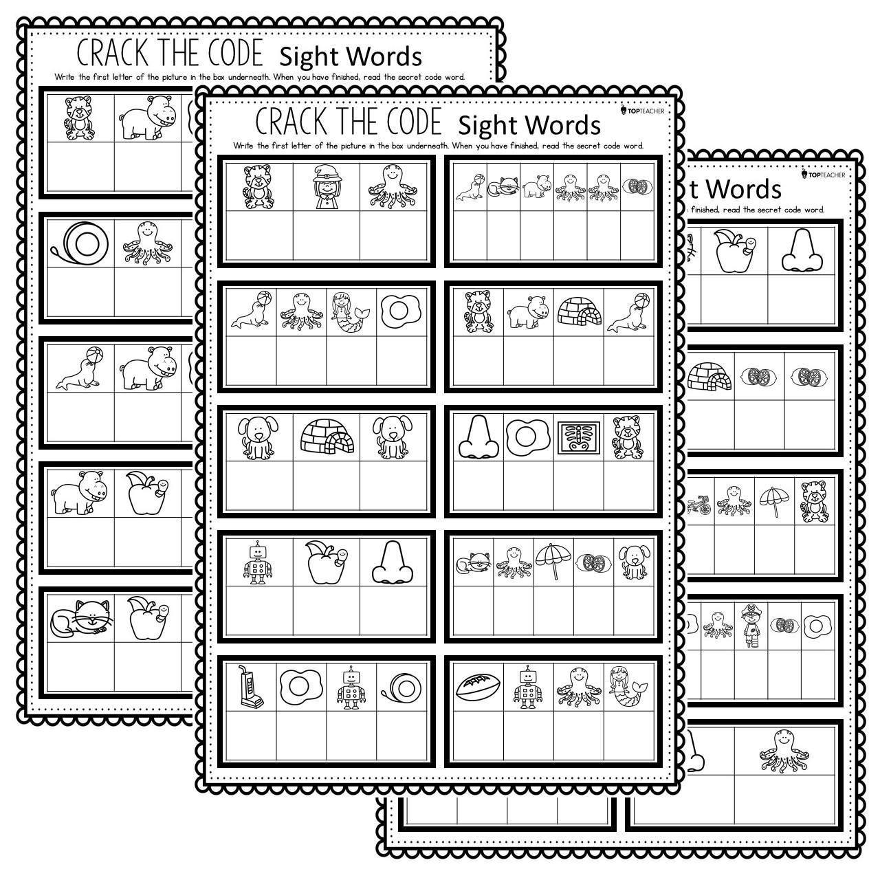 Crack the Code Sight Words Worksheets - Top Teacher