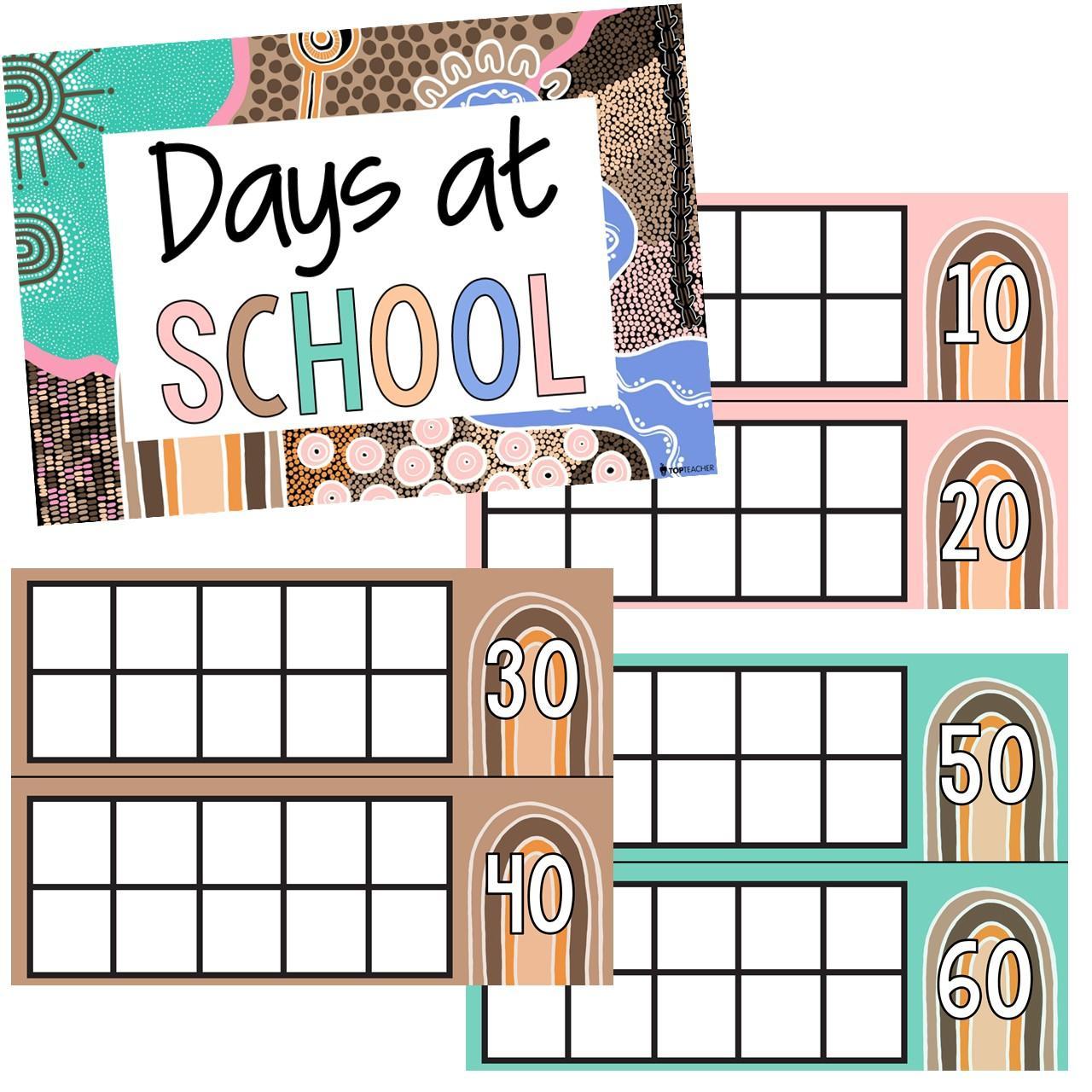 Days at School Tens Frame Juguli - Top Teacher