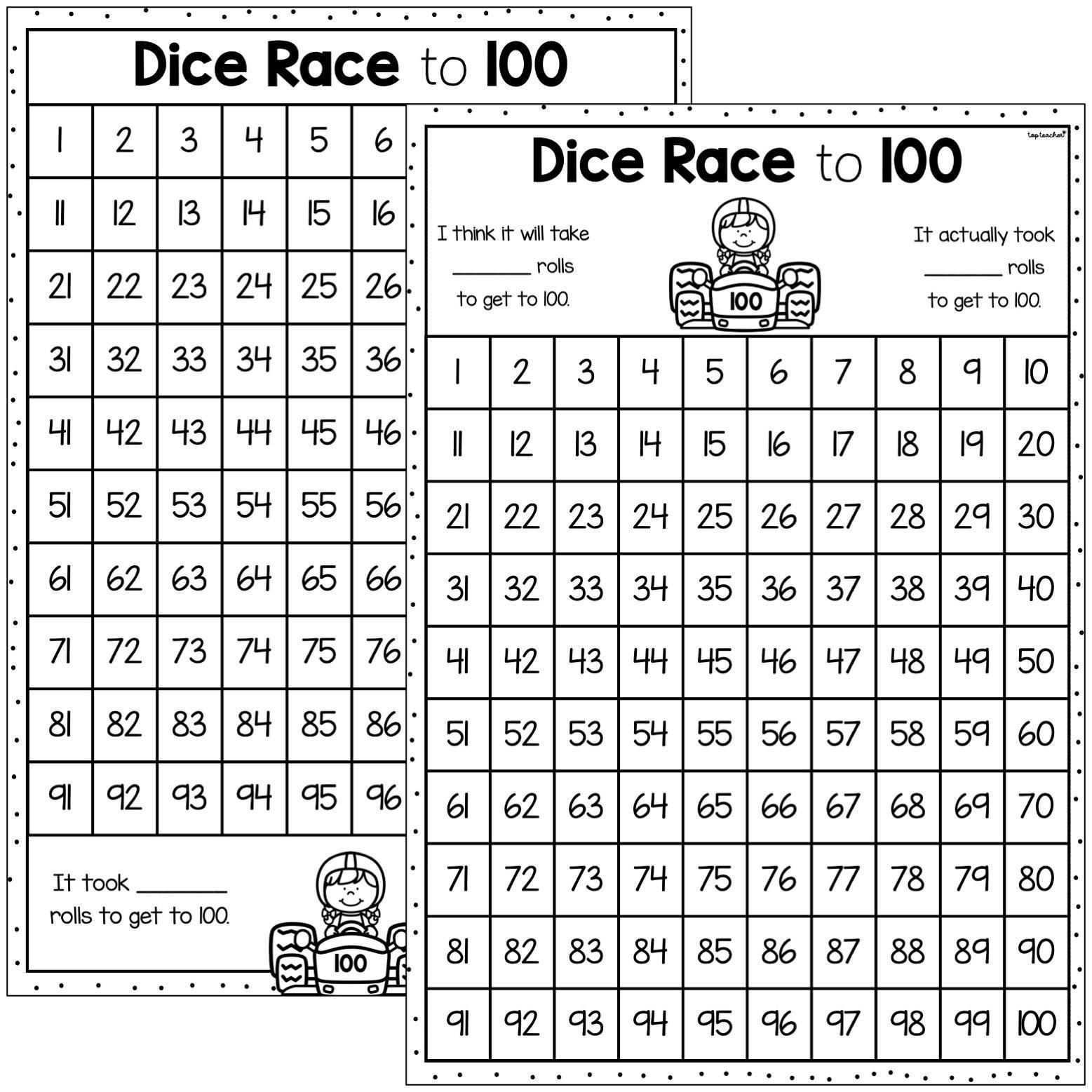Dice Race to 100: Tally Activity - Top Teacher