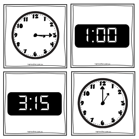 Digital & Analog Clock Time Match Activity - Top Teacher