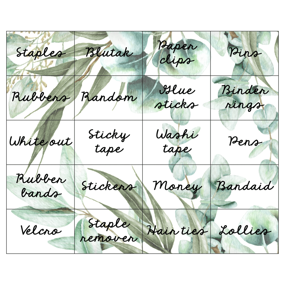 Toolbox Labels Eucalyptus - Top Teacher