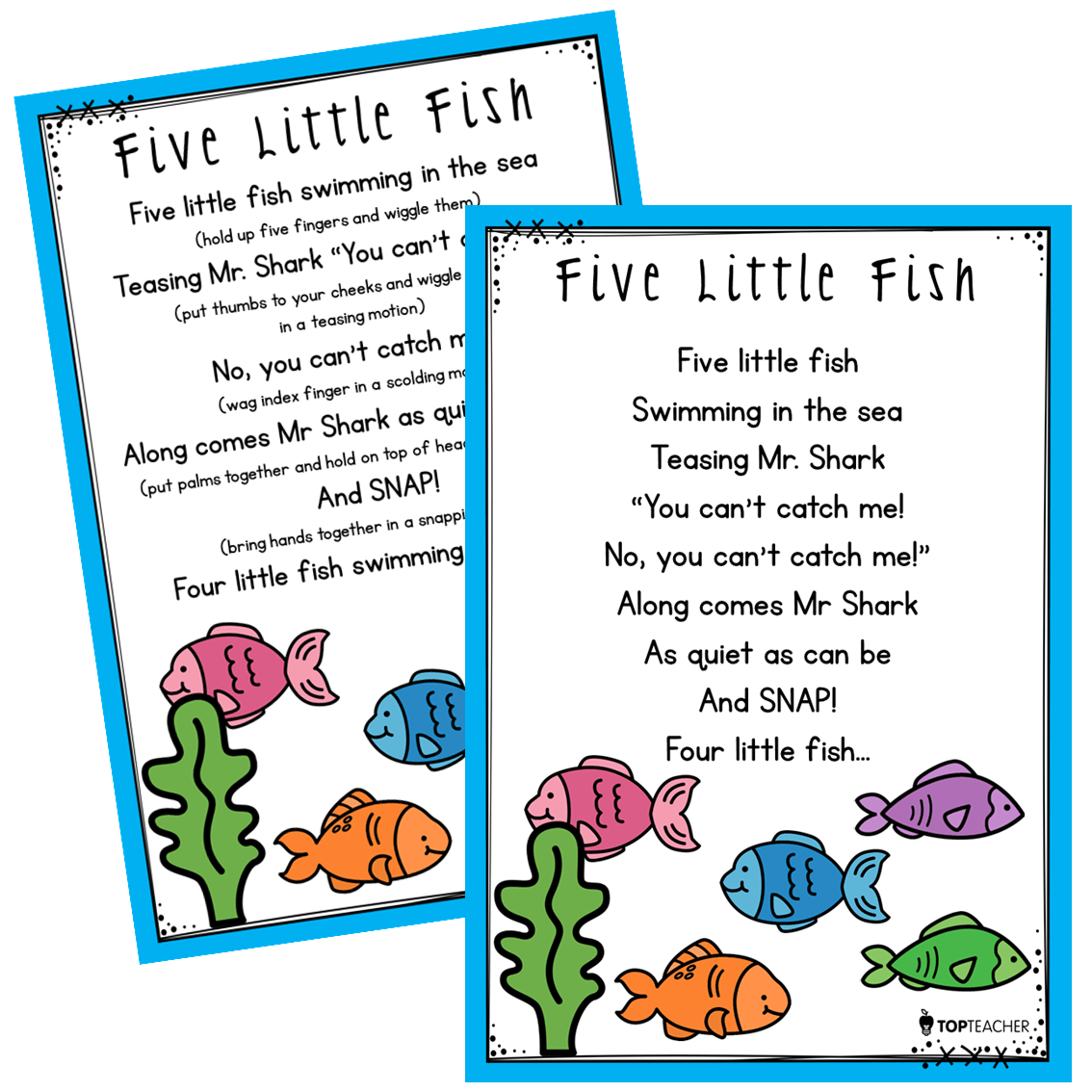Five Little Fish Rhyme Poster - Top Teacher