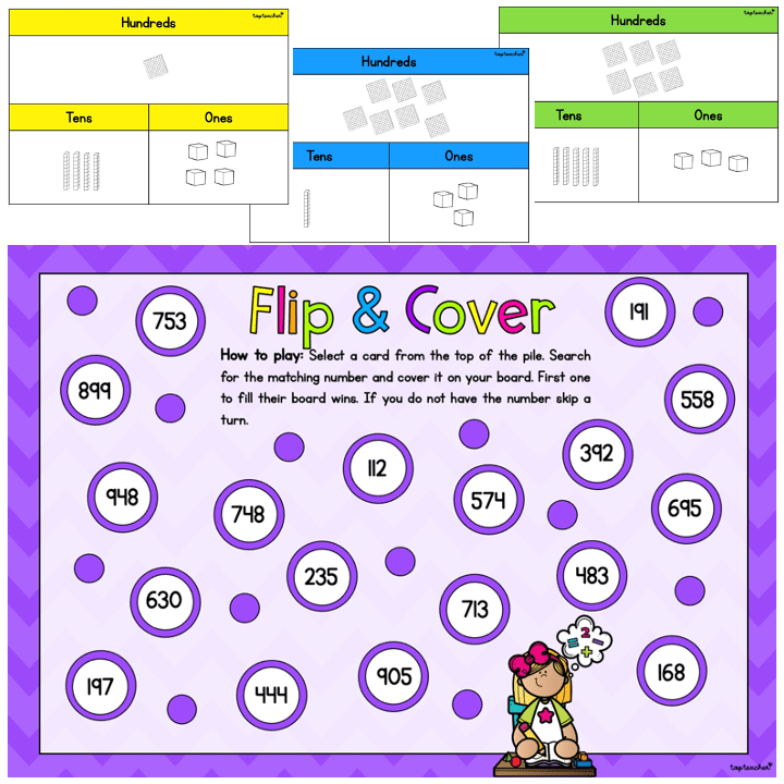 Flip & Cover: Place Value to 3 Digits - Top Teacher