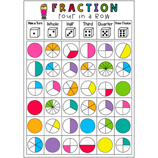 Four in a Row: Fractions Game - Top Teacher