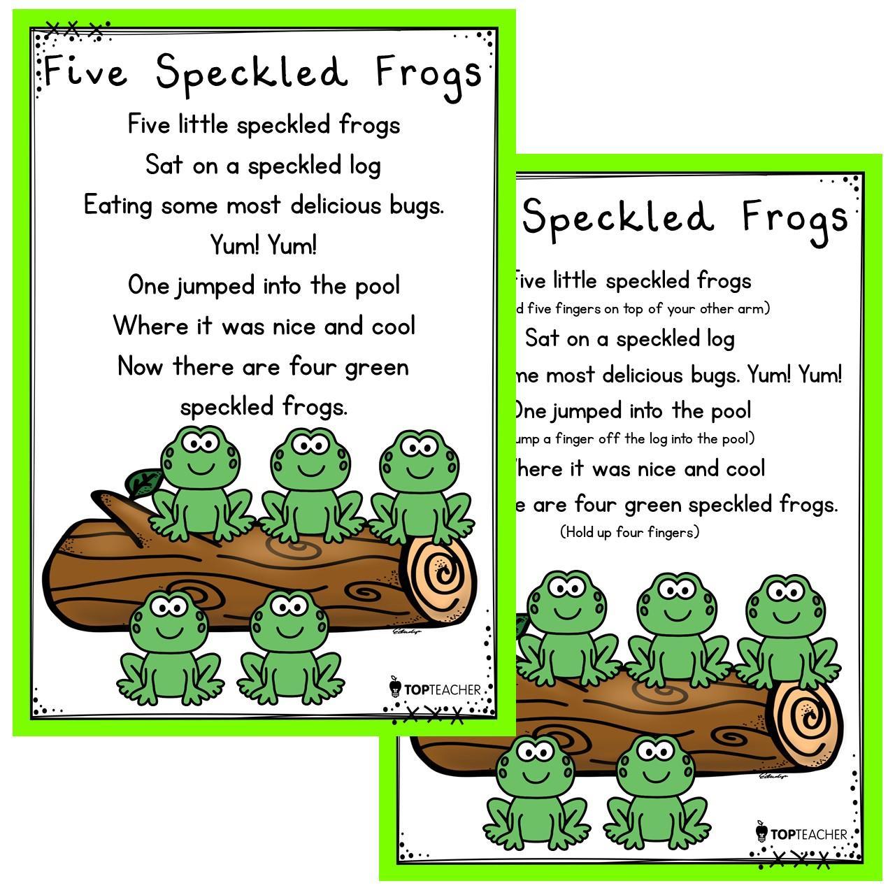 Five Speckled Frogs Rhyme Poster - Top Teacher