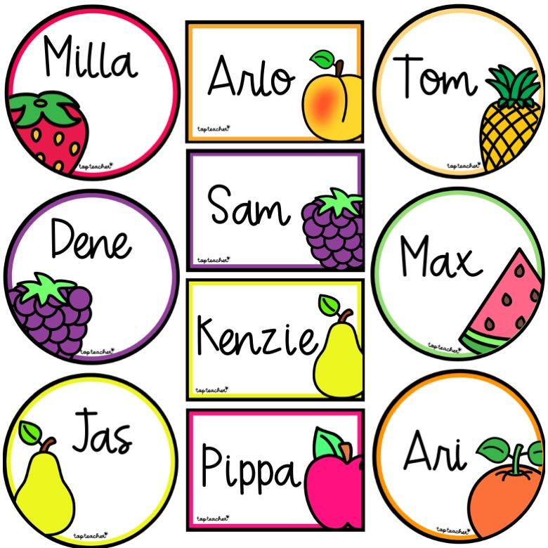 Fruit Themed Name Tags - Top Teacher