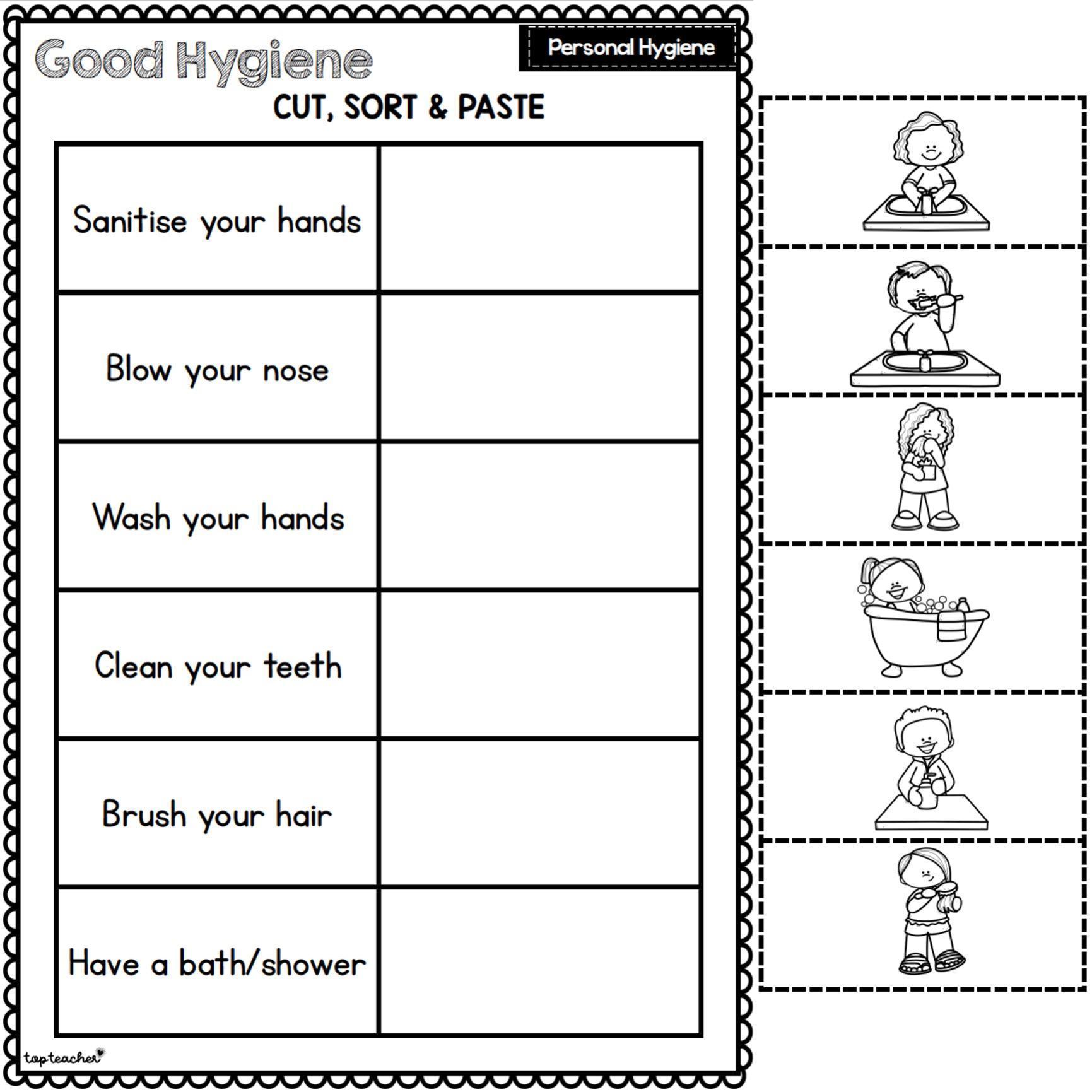 Personal Hygiene Cut & Paste - Top Teacher