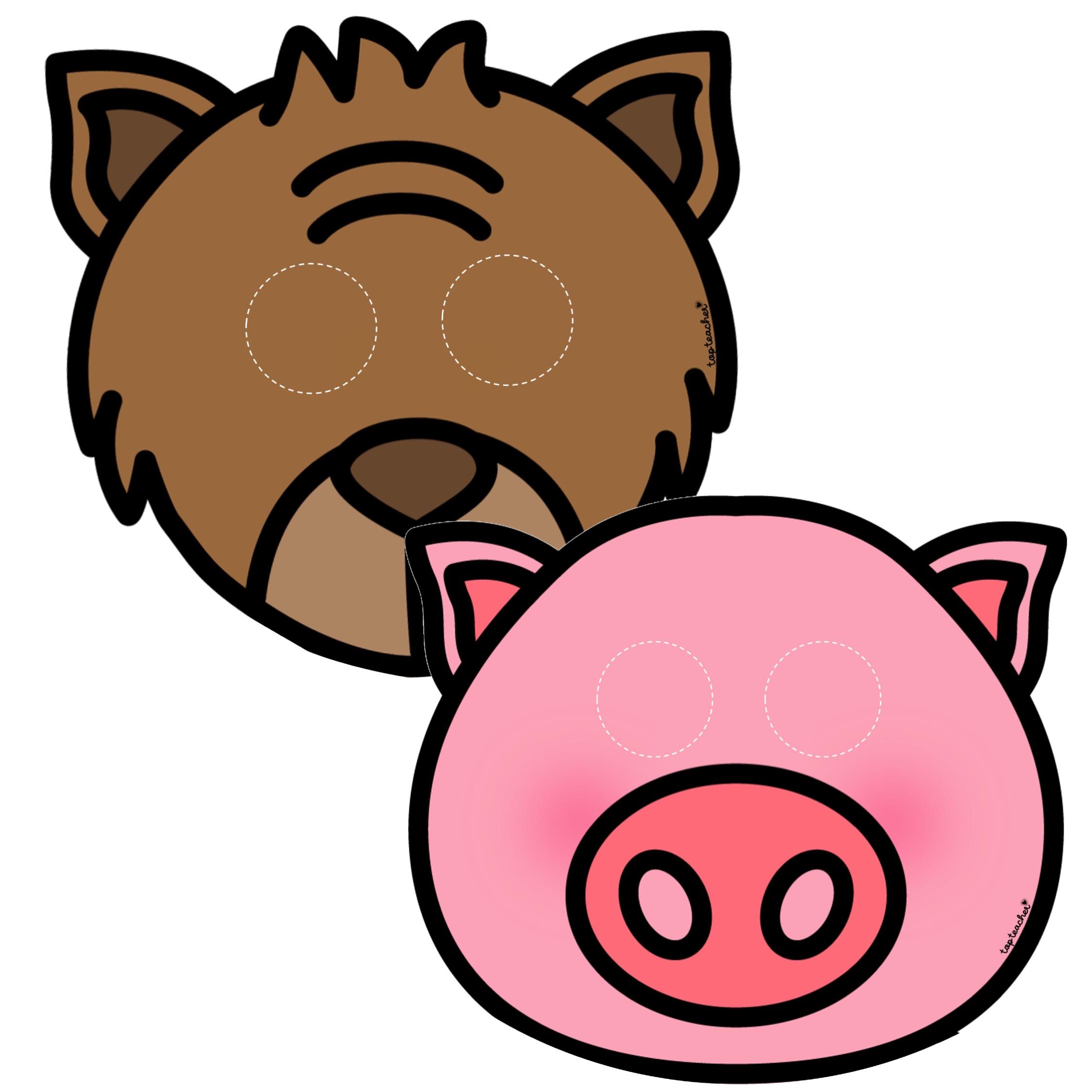Three Little Pigs Face Masks - Top Teacher