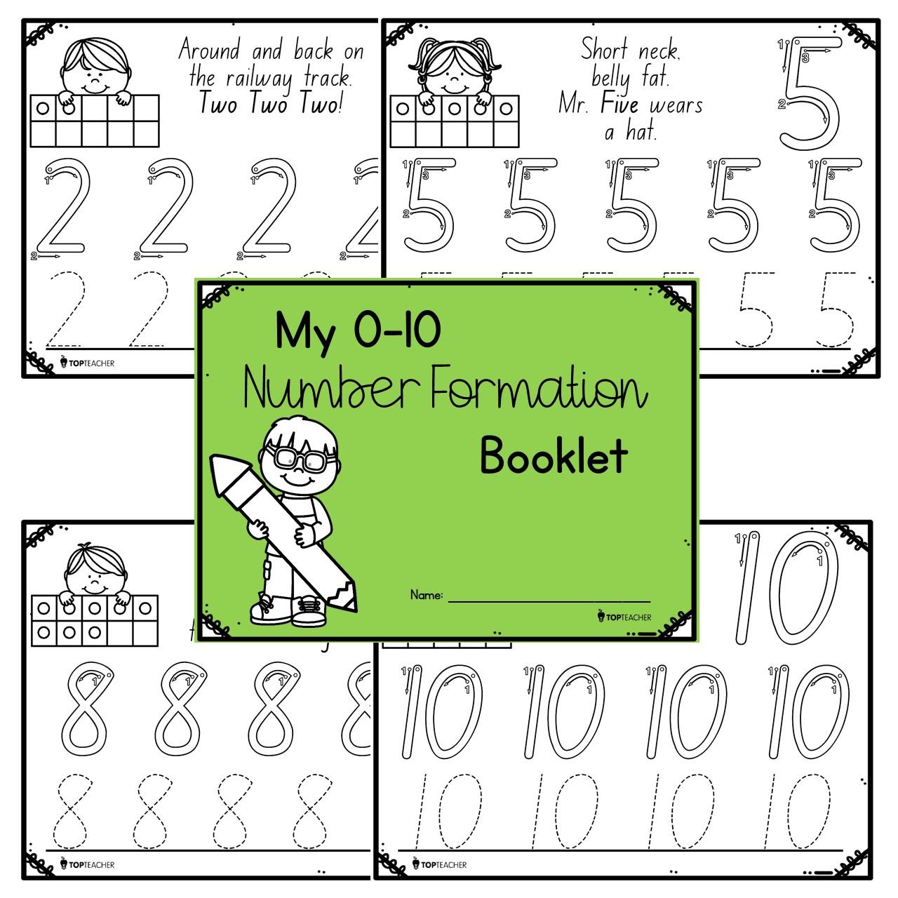 Number Formation Booklet 0-10 - Top Teacher