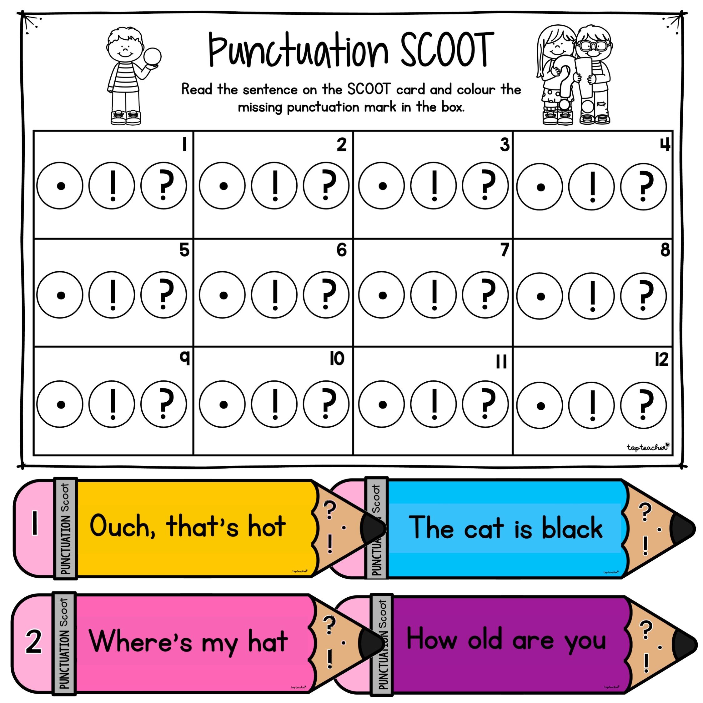 Punctuation Scoot: Early Years - Top Teacher