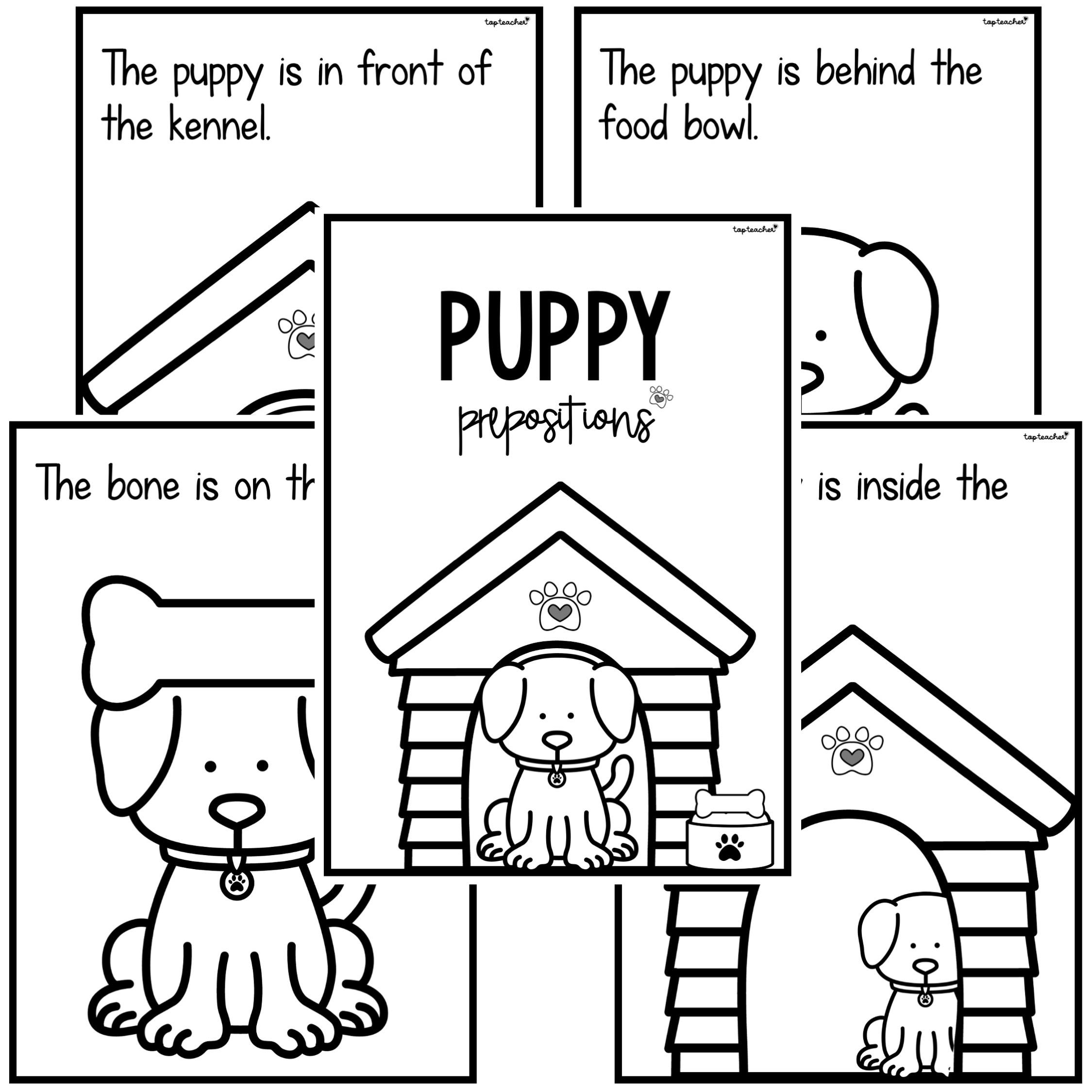 Puppy Prepositions Booklet - Top Teacher