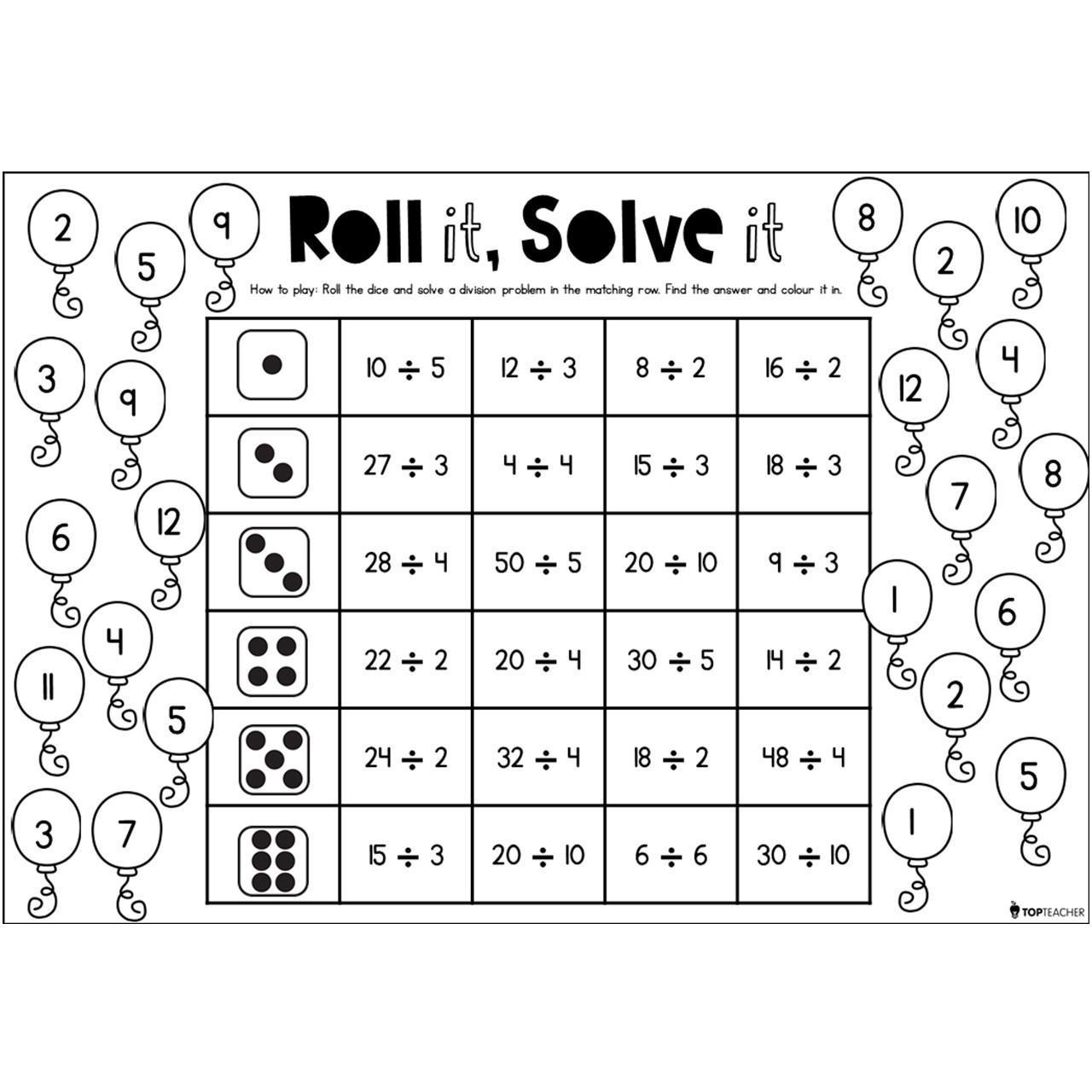 Roll it, Solve it: Division - Top Teacher