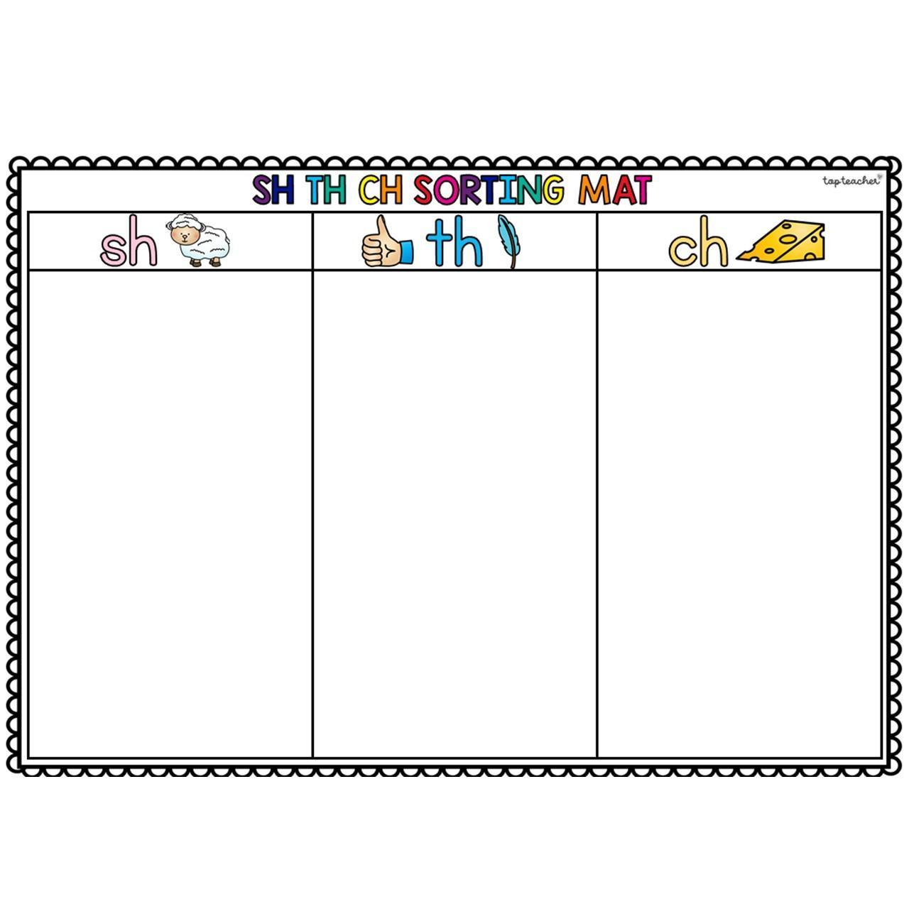 Digraph Sorting Mat: ch, sh & th - Top Teacher