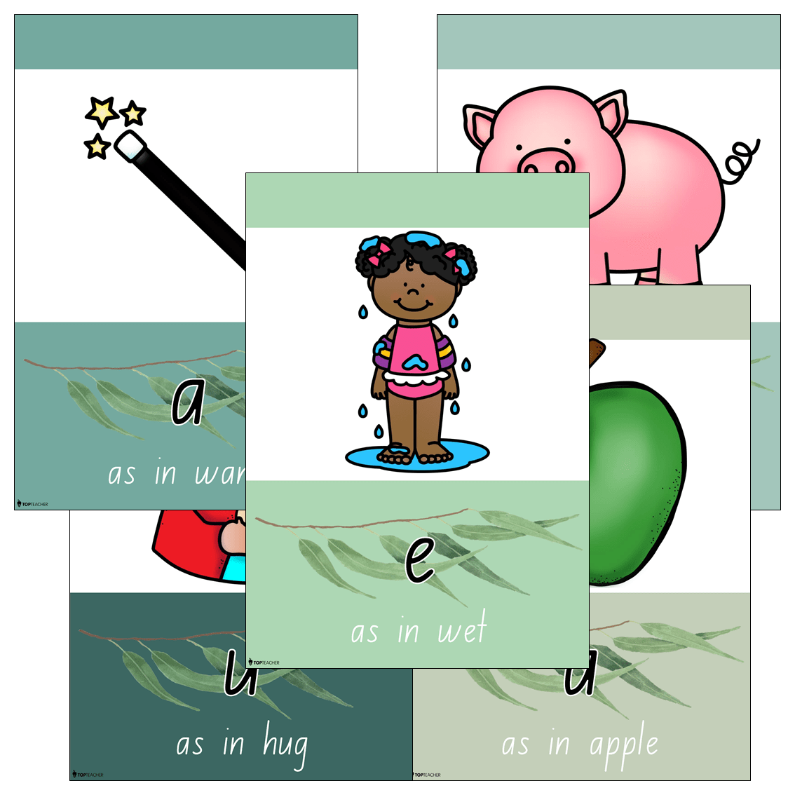 Short Vowel Posters Eucalyptus - Top Teacher