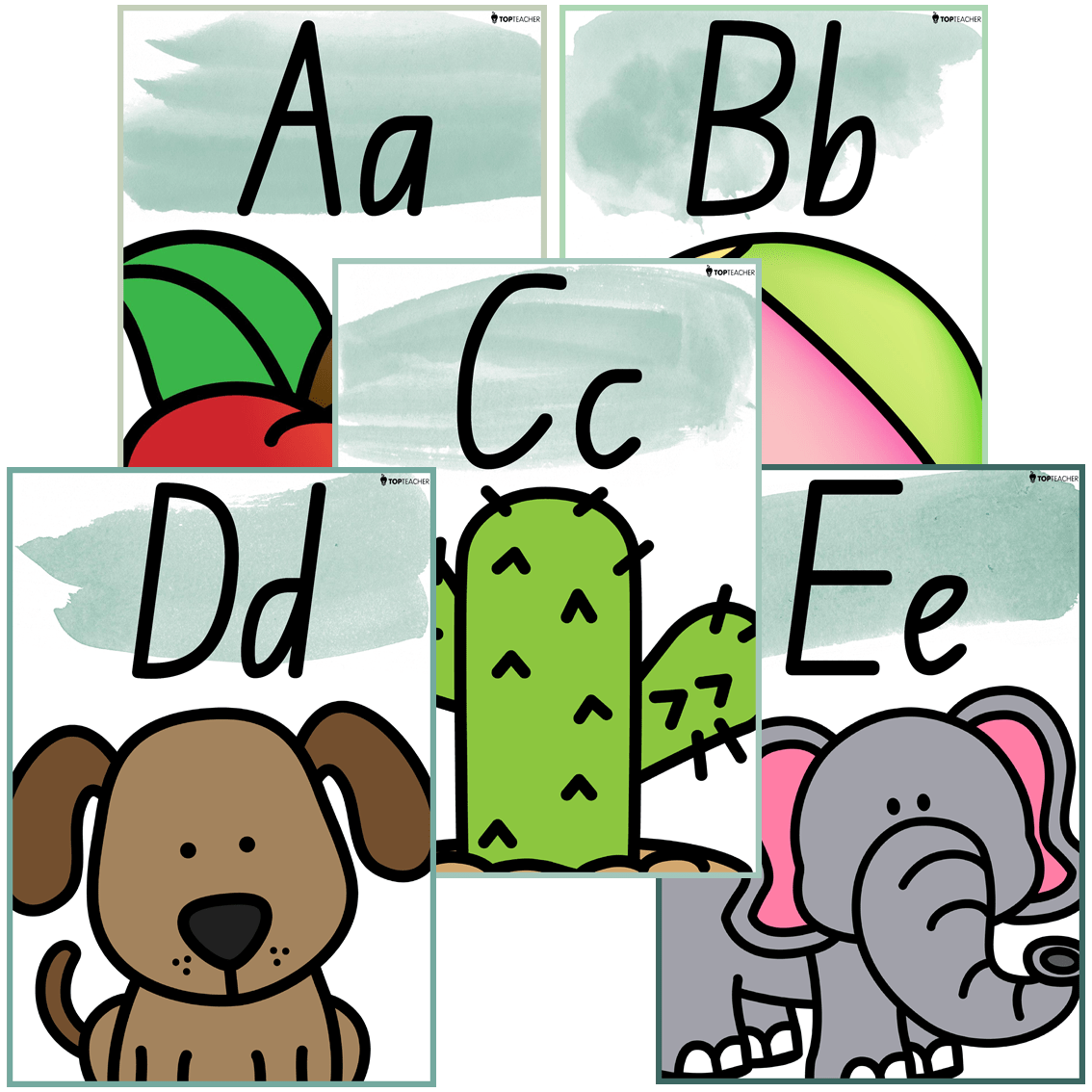 Alphabet Posters (One Image) Eucalyptus - Top Teacher