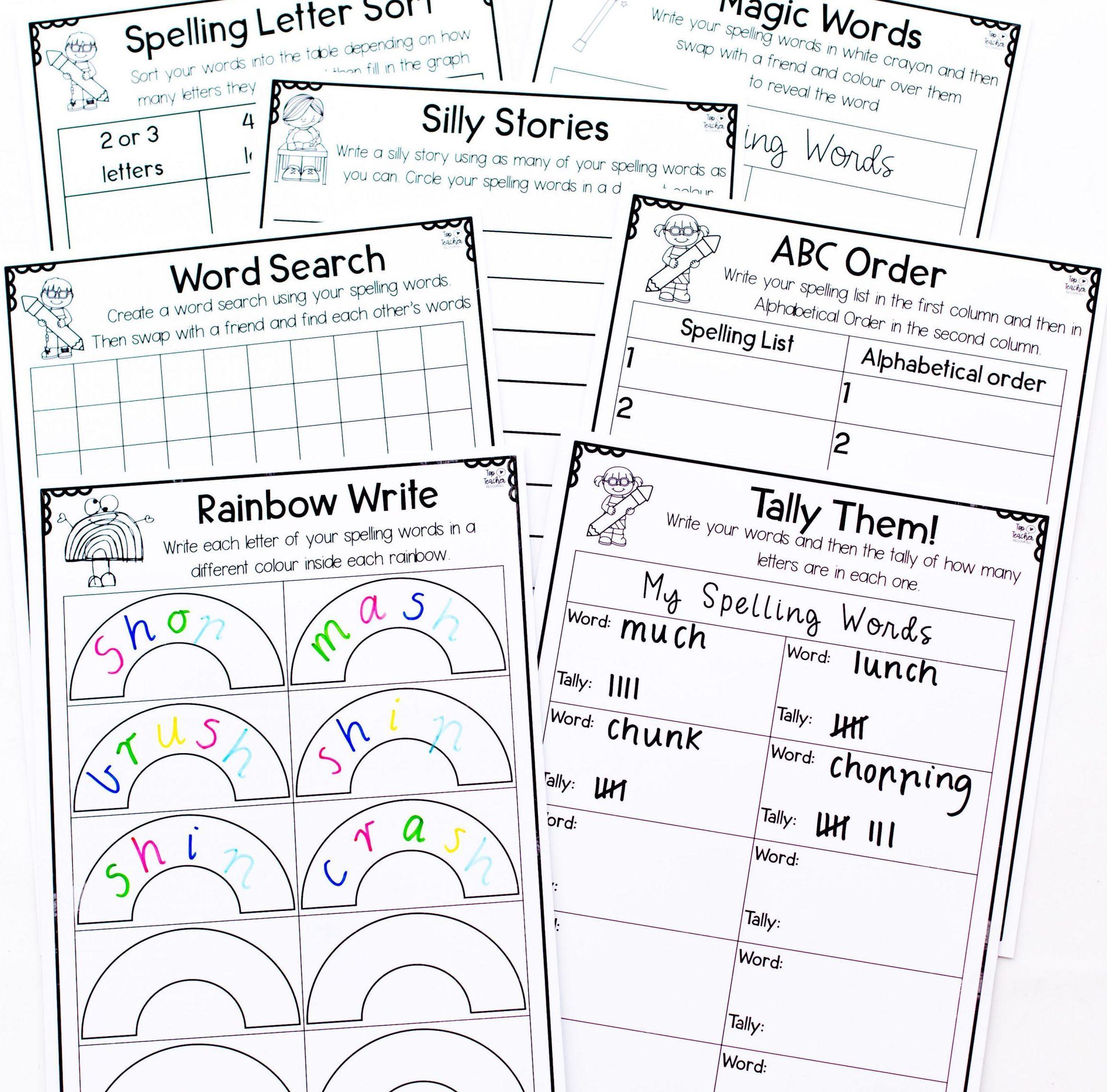 Spelling Word Worksheet