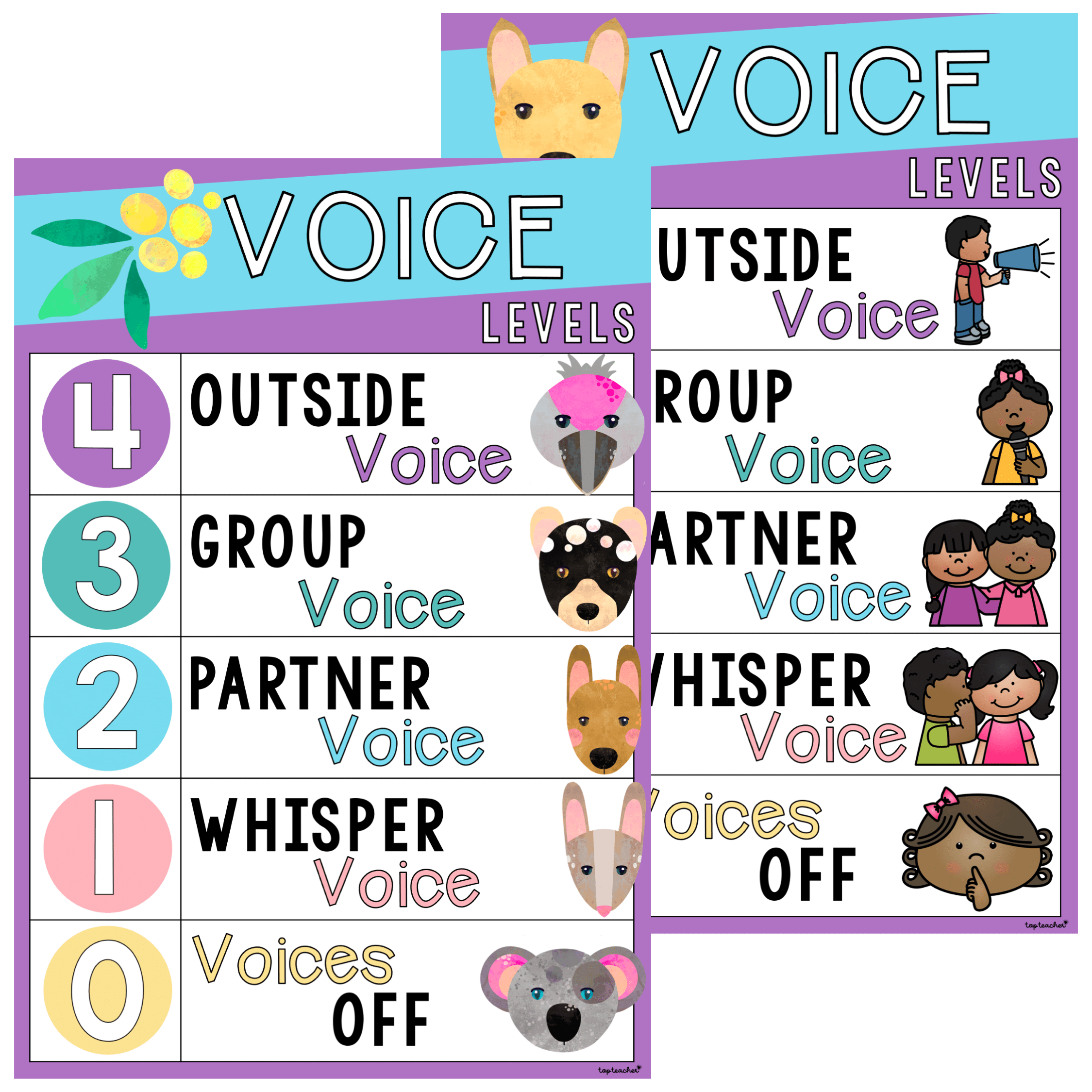 Voice/Noise Level Chart Animalia - Top Teacher