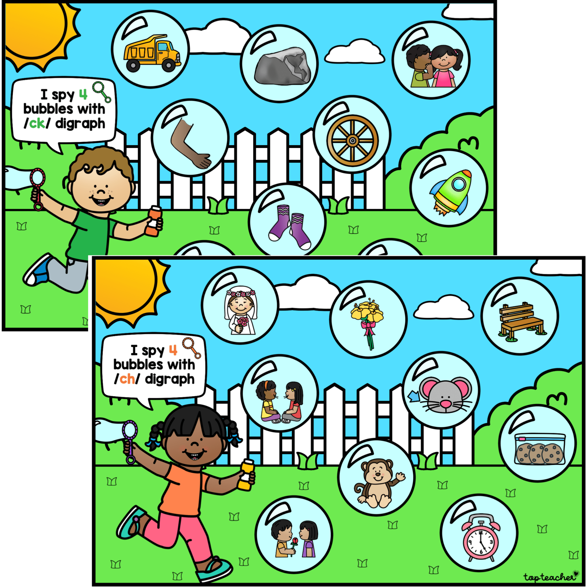 Digraphs Task Cards: I Spy Digraphs - Top Teacher