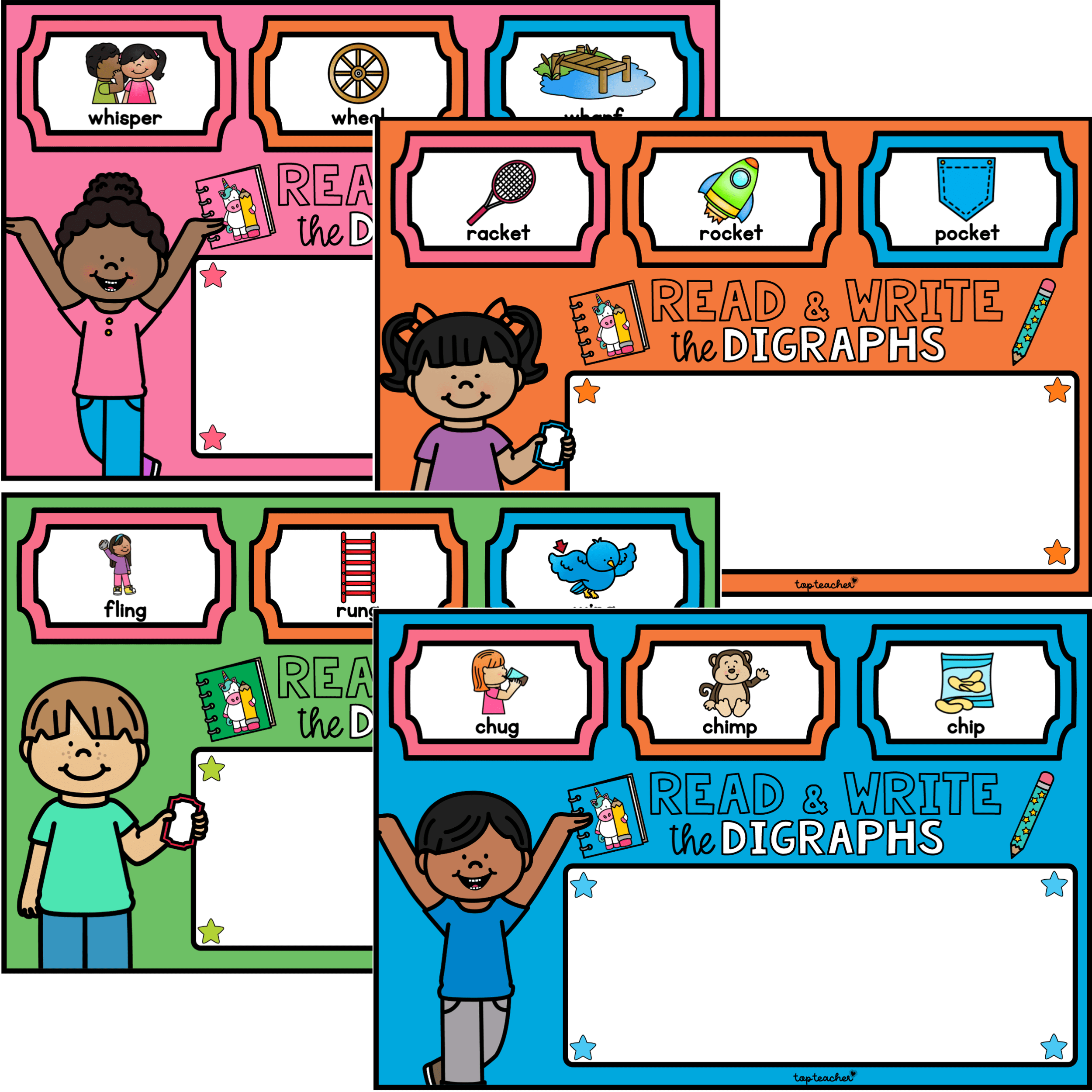 Digraphs Task Cards: Read it, Write it - Top Teacher