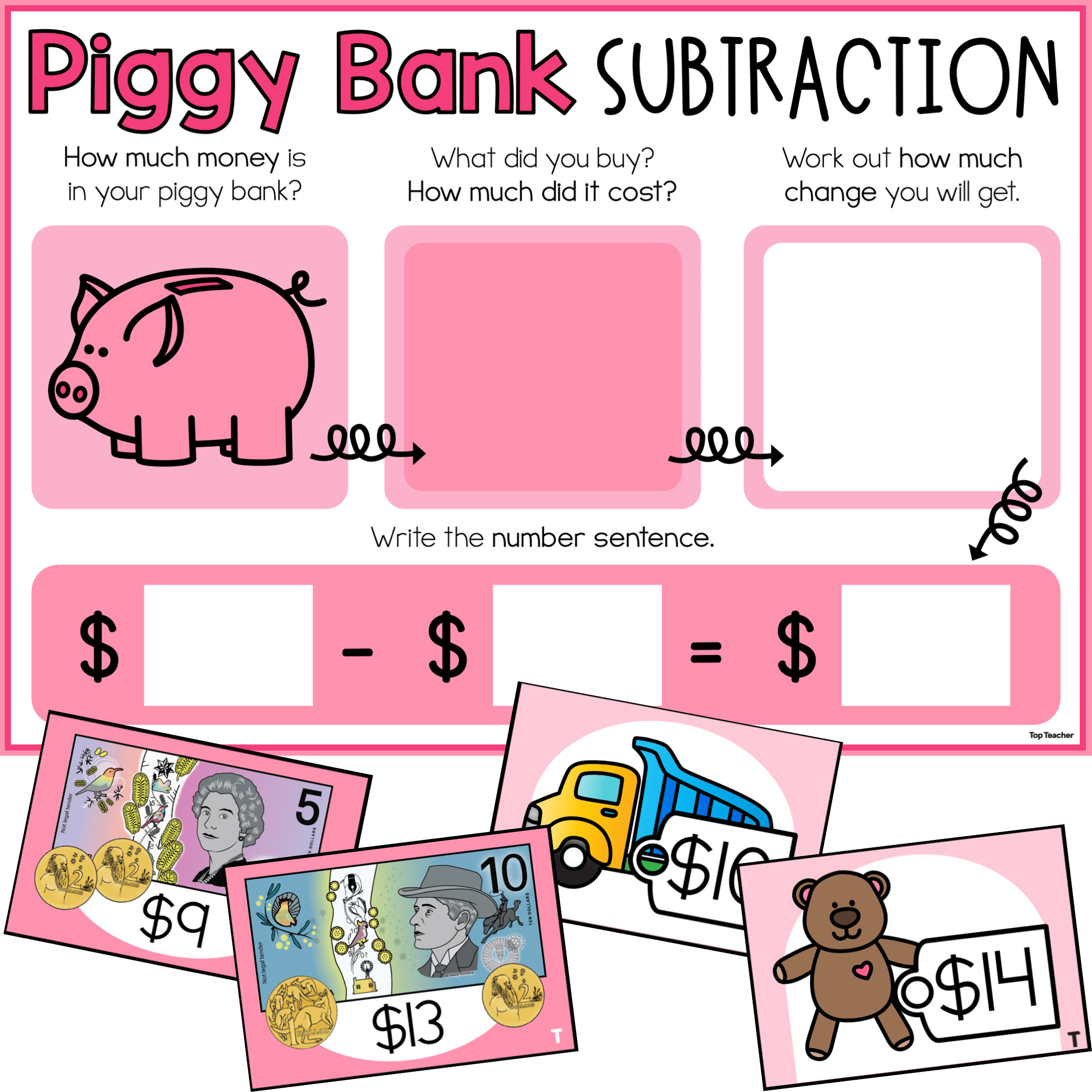 Piggy Bank Subtraction - Top Teacher