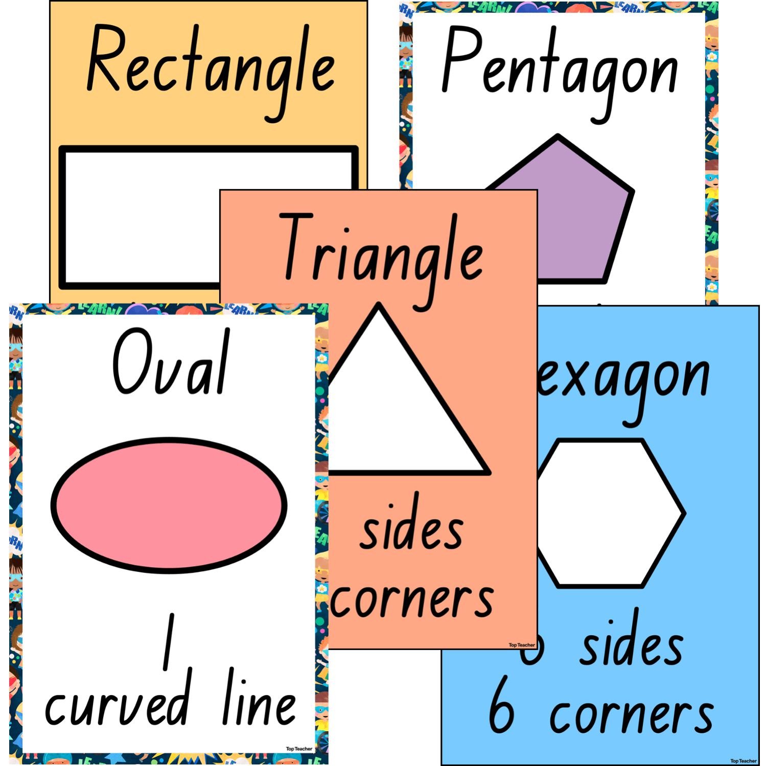 2D Shape Property Posters Hero Kids - Top Teacher