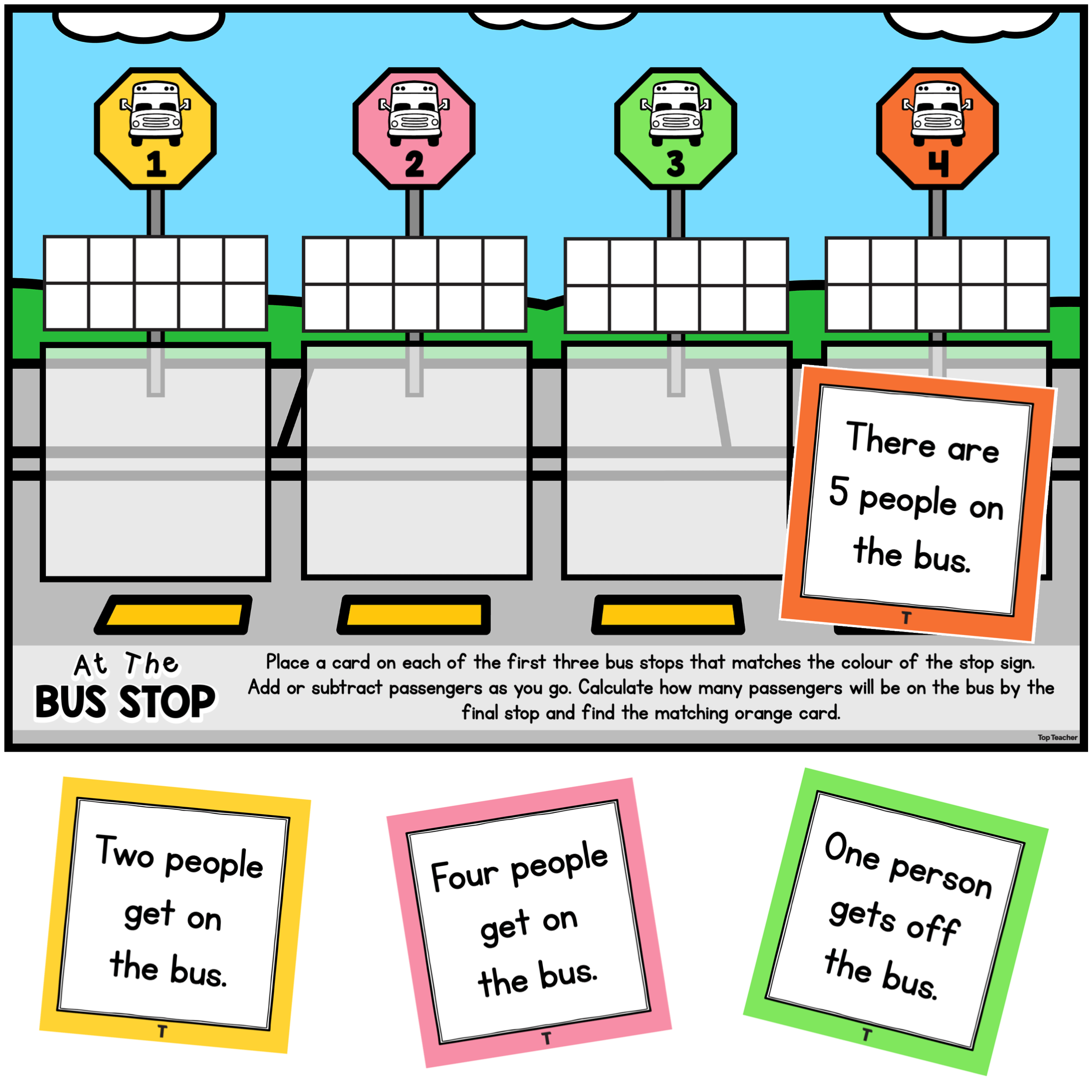 At the Bus Stop Addition & Subtraction Mats - Top Teacher