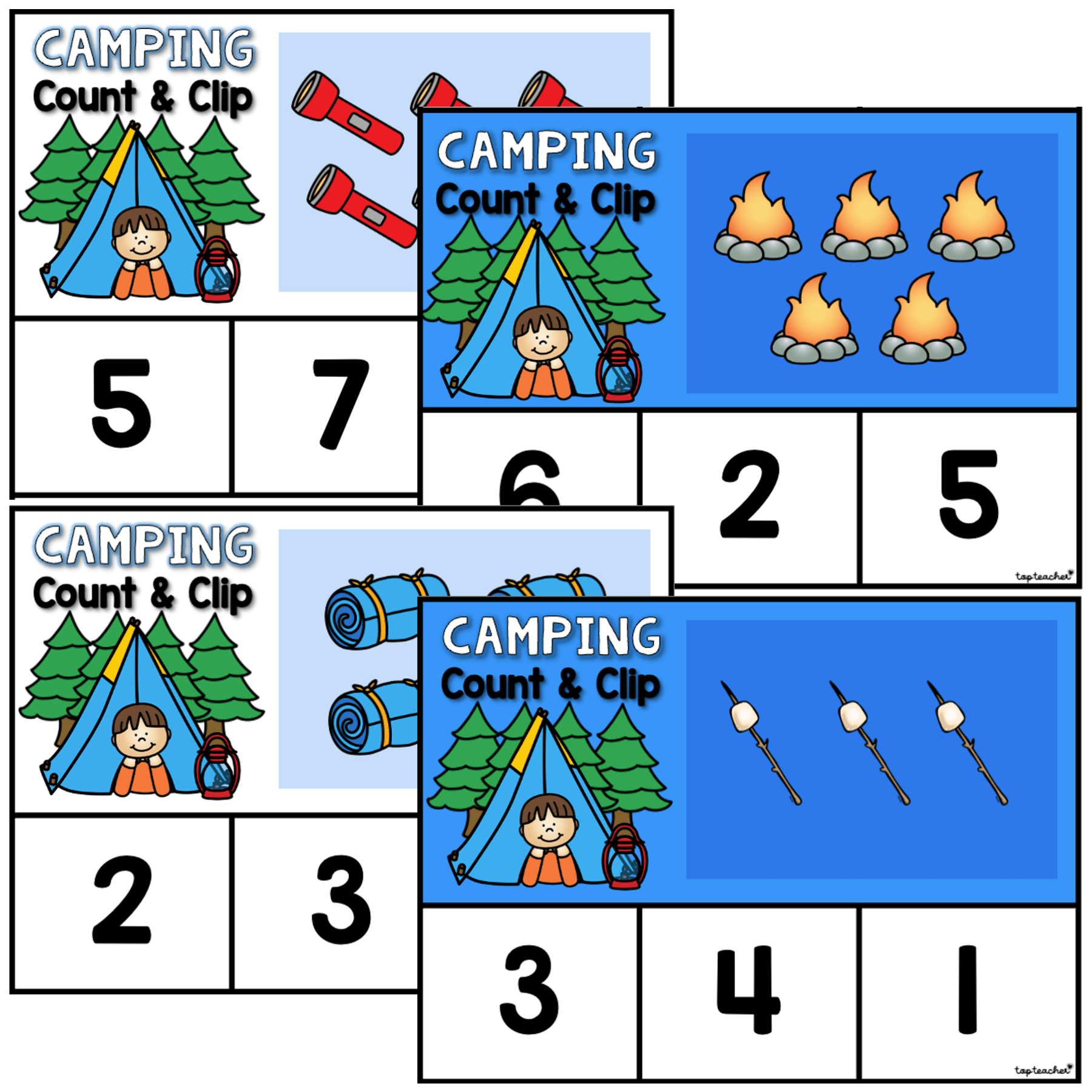 Camping Count & Clip: 1-10 - Top Teacher