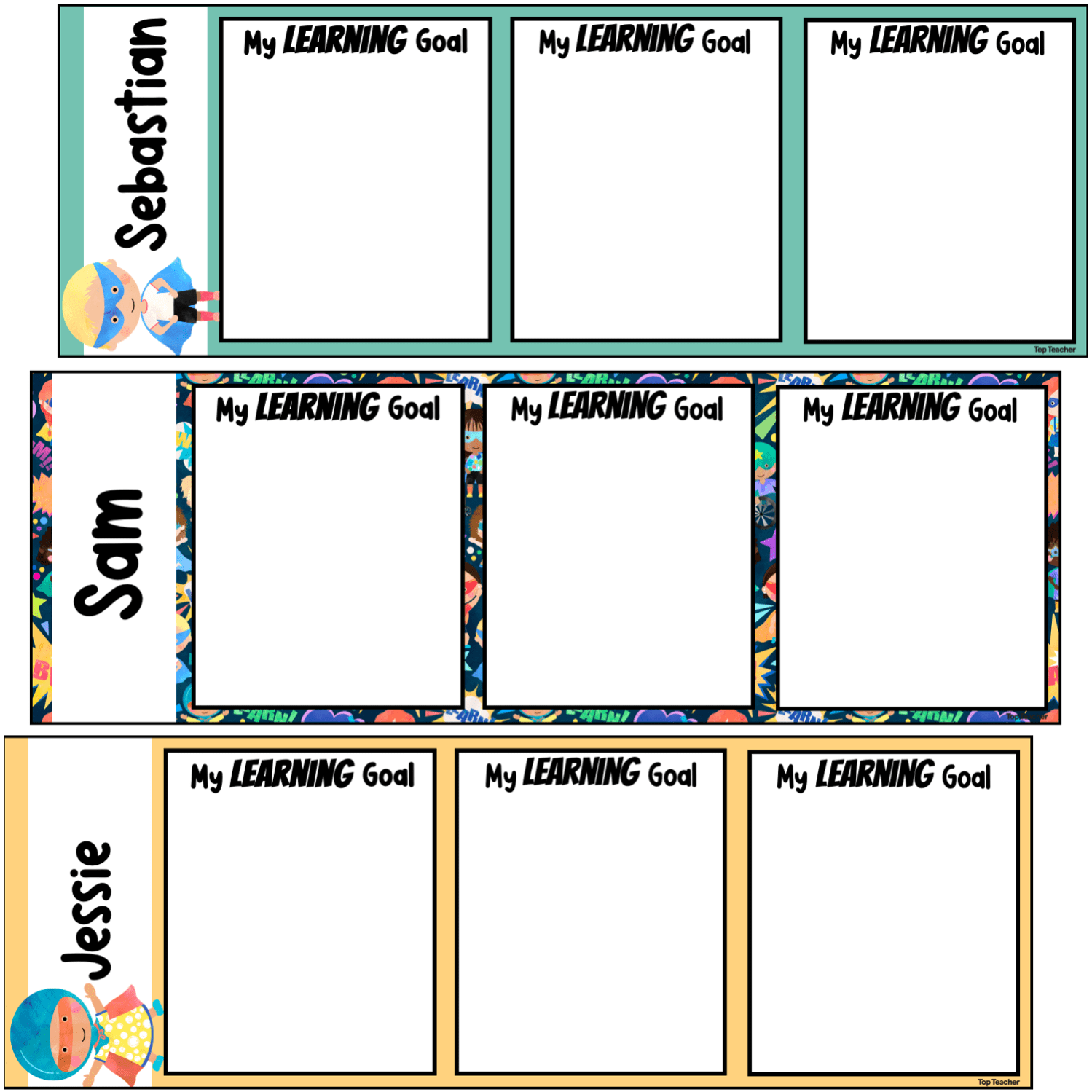 Learning Goal 3 Cards Hero Kids - Top Teacher
